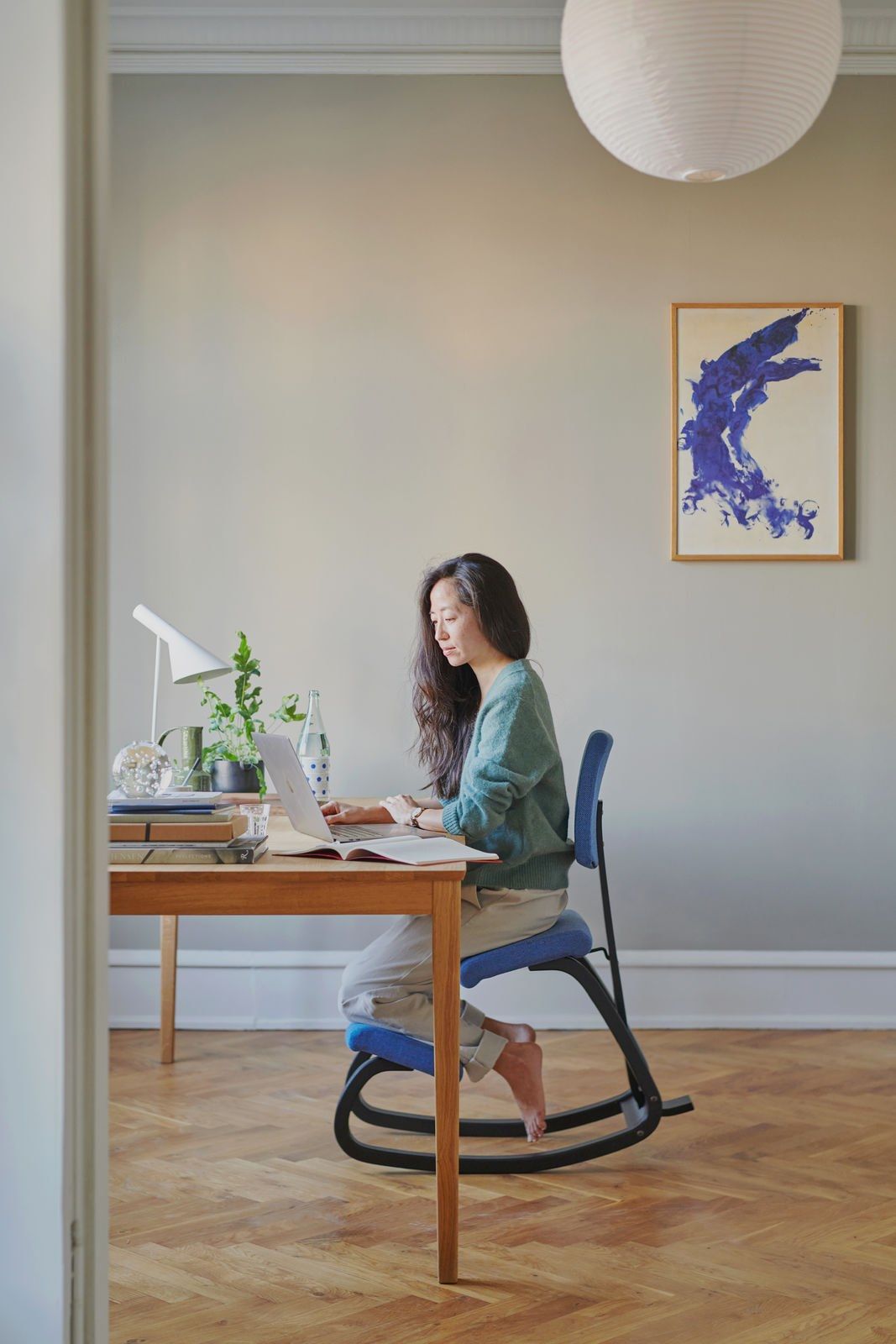 VARIABLE™ PLUS Rocking ergonomic chair in wood and fabric By Varier ...