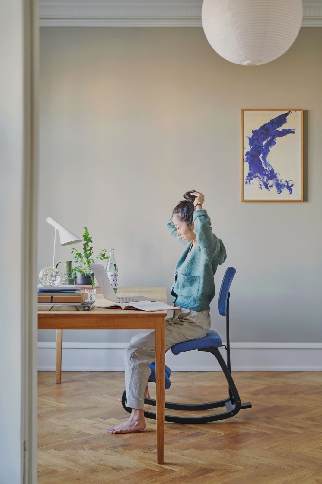 VARIABLE™ PLUS Rocking ergonomic chair in wood and fabric By Varier ...