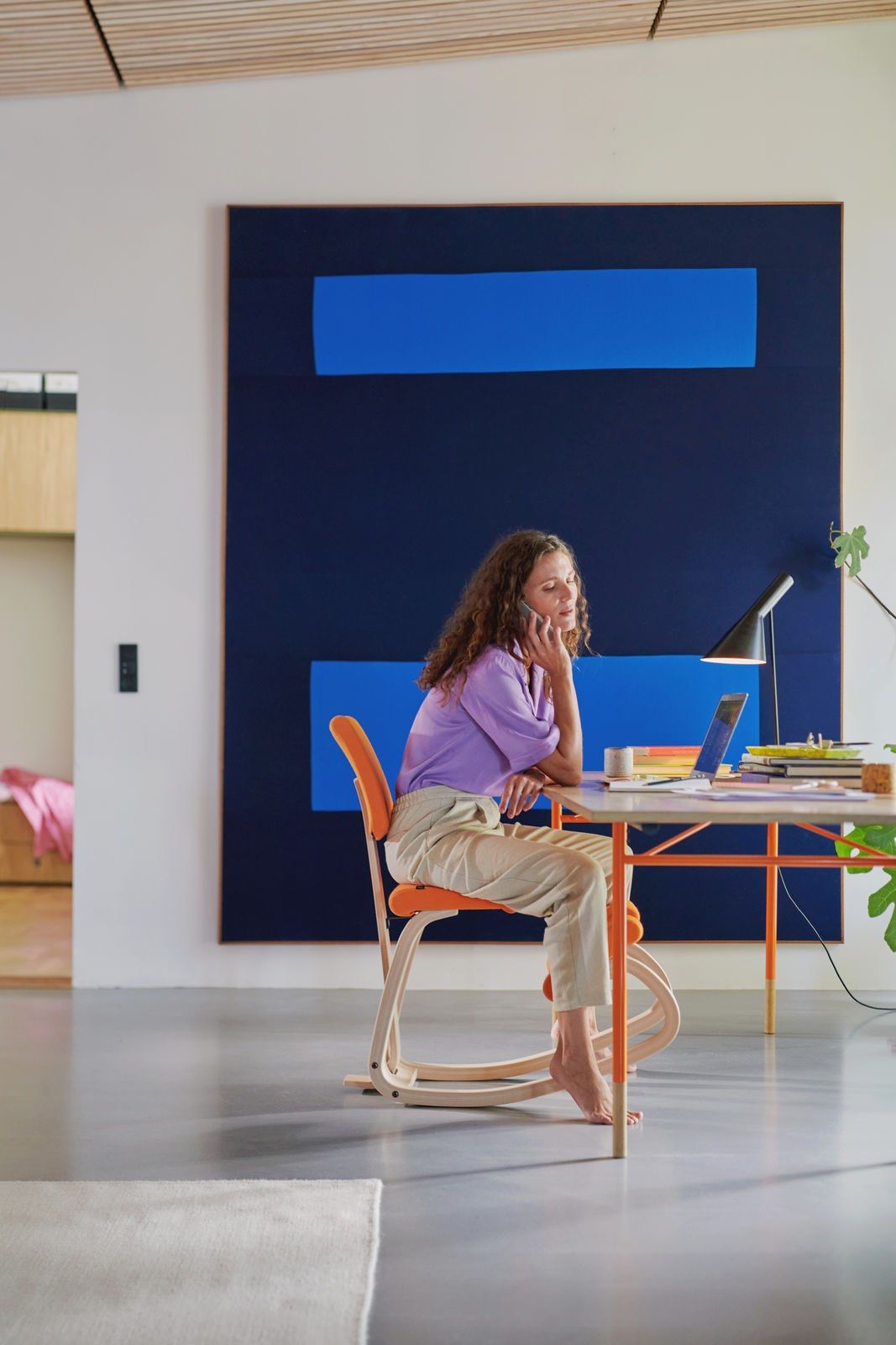 VARIABLE™ PLUS Rocking ergonomic chair in wood and fabric By Varier ...