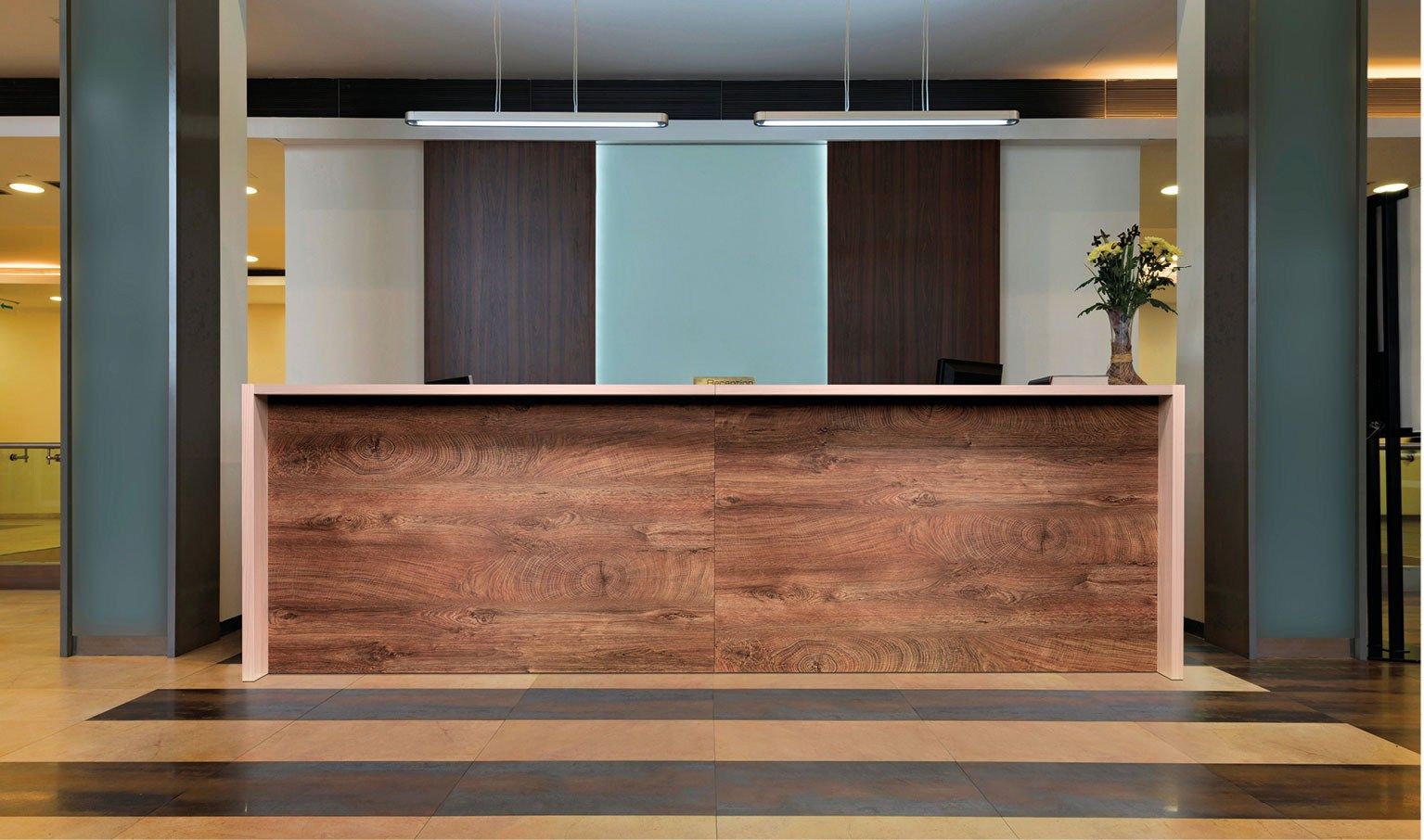 VECTOR Melamine-faced chipboard reception desk By FIT INTERIORS