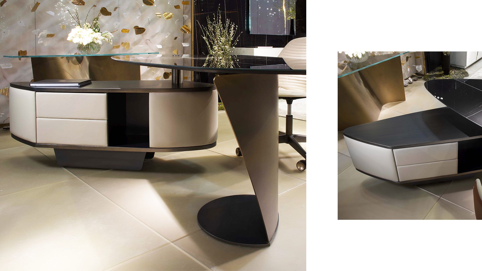 VELE Oval office desk By Reflex | design Riccardo Lucatello