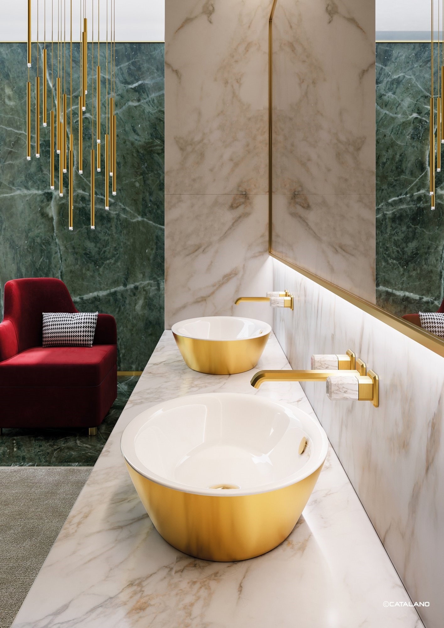 VELIS | Oval washbasin Gold & Silver Collection By CERAMICA CATALANO