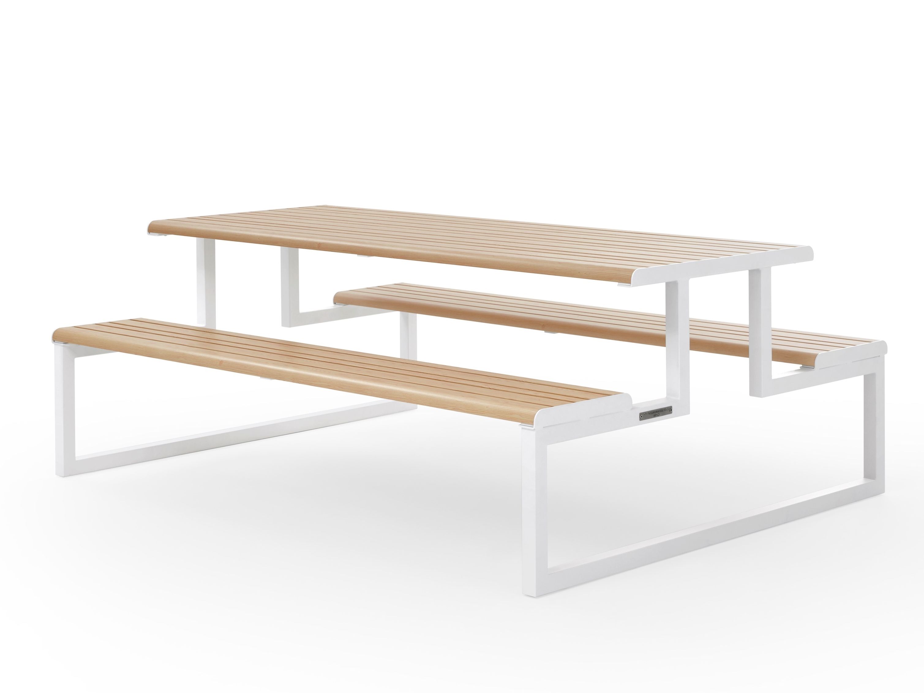 VENTIQUATTRORE.H24 Rectangular picnic table with integrated benches By ...
