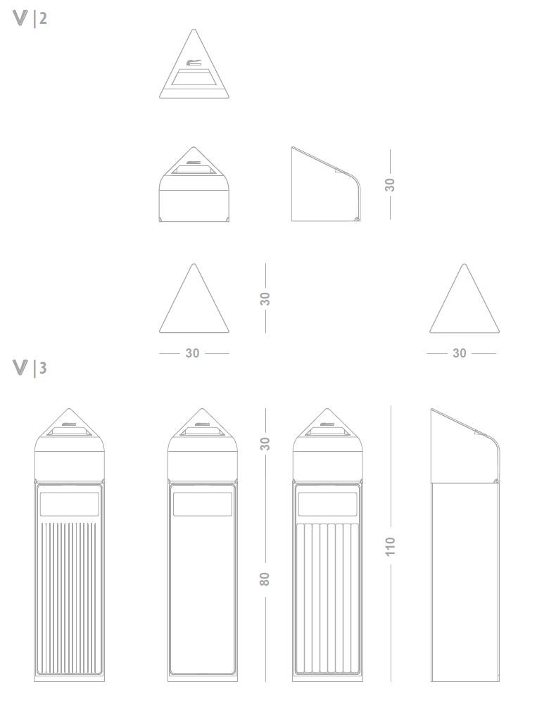 Outdoor litter bin with lid with ashtray VERSA V2/V3 By Manufatti Viscio