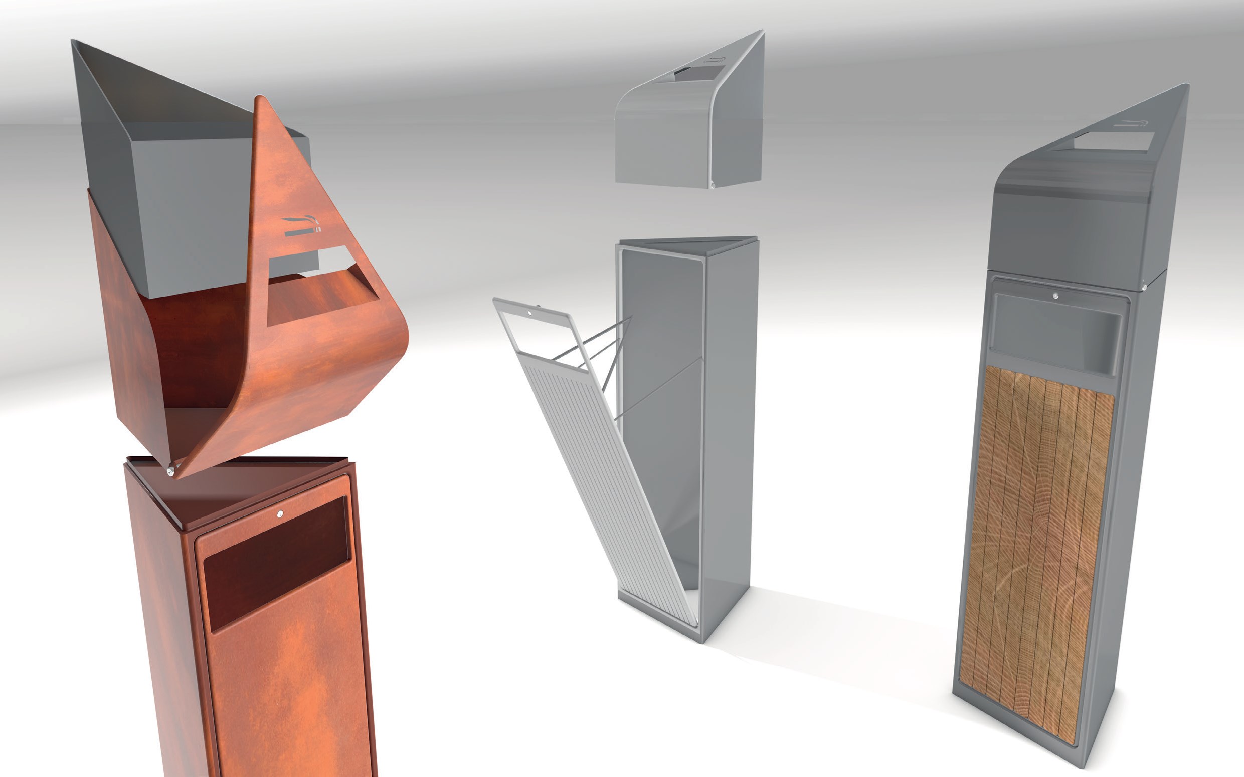 Outdoor litter bin with lid with ashtray VERSA V2/V3 By Manufatti ...