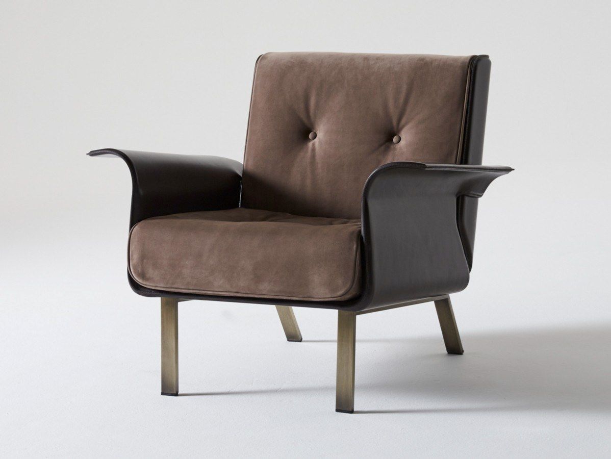 VINCI Leather armchair with armrests By Casa Covre | design Marina Bani ...