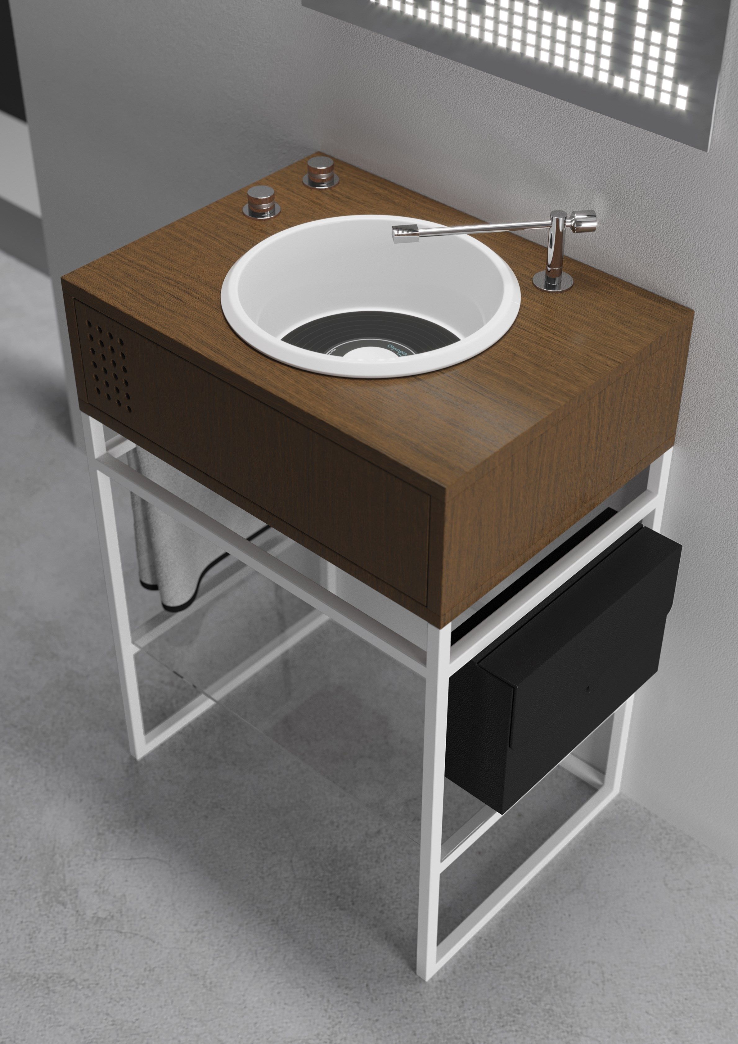 VINYL | Single vanity unit By Olympia Ceramica design Gianluca Paludi