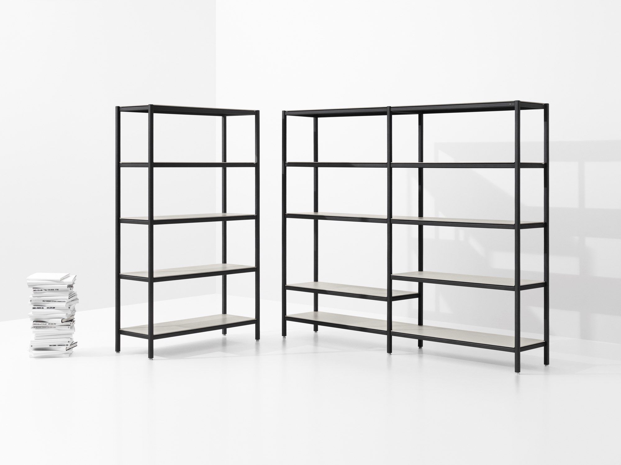 VIPP475 Open freestanding double-sided powder coated steel shelving ...