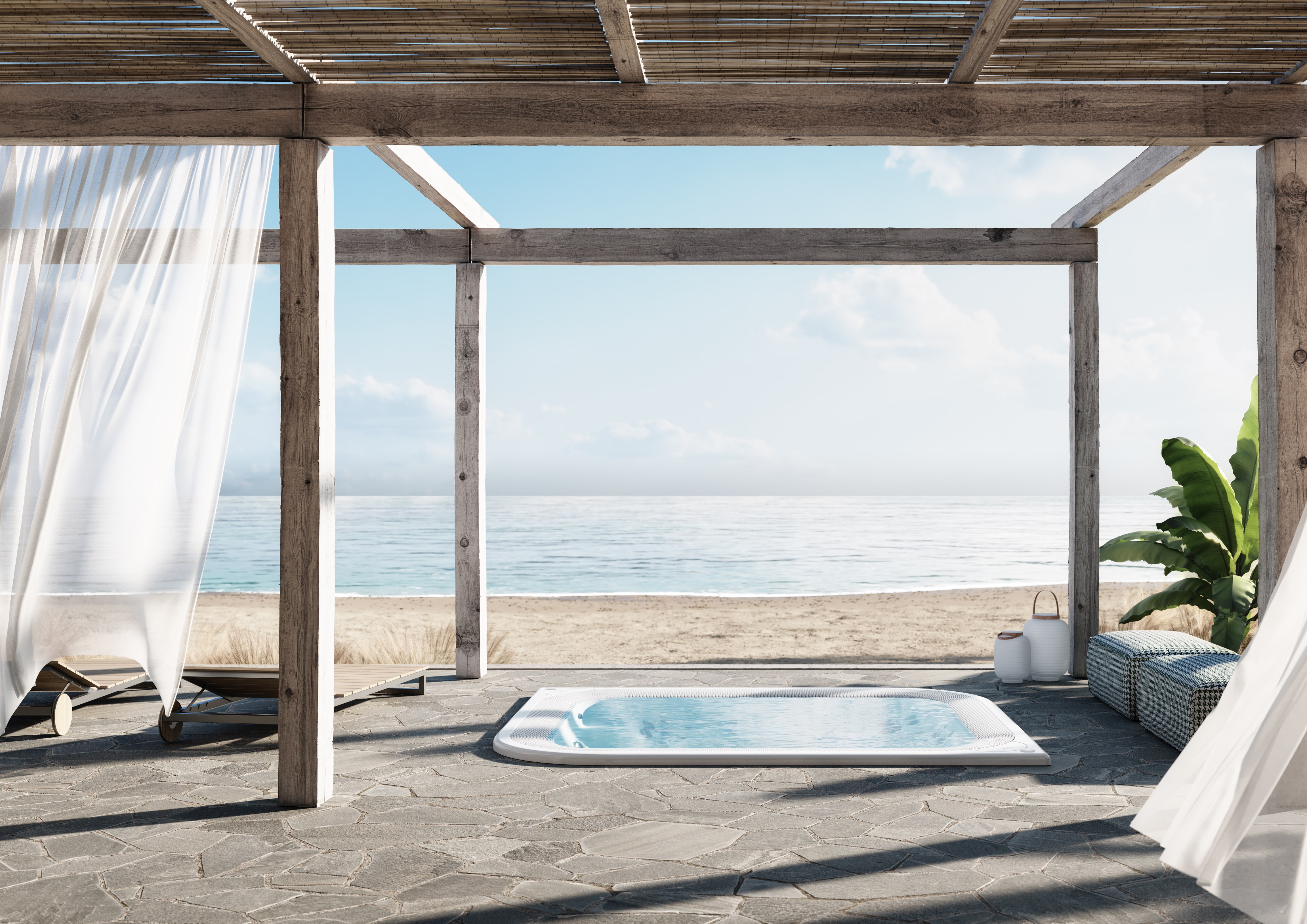 VIRTUS Rectangular hydromassage outdoor acrylic hot tub By Jacuzzi ...
