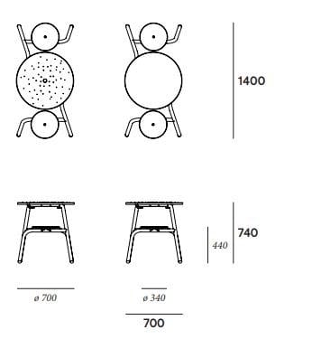 Table for public areas with integrated seats VIRUS 2-SEATER By Extremis ...