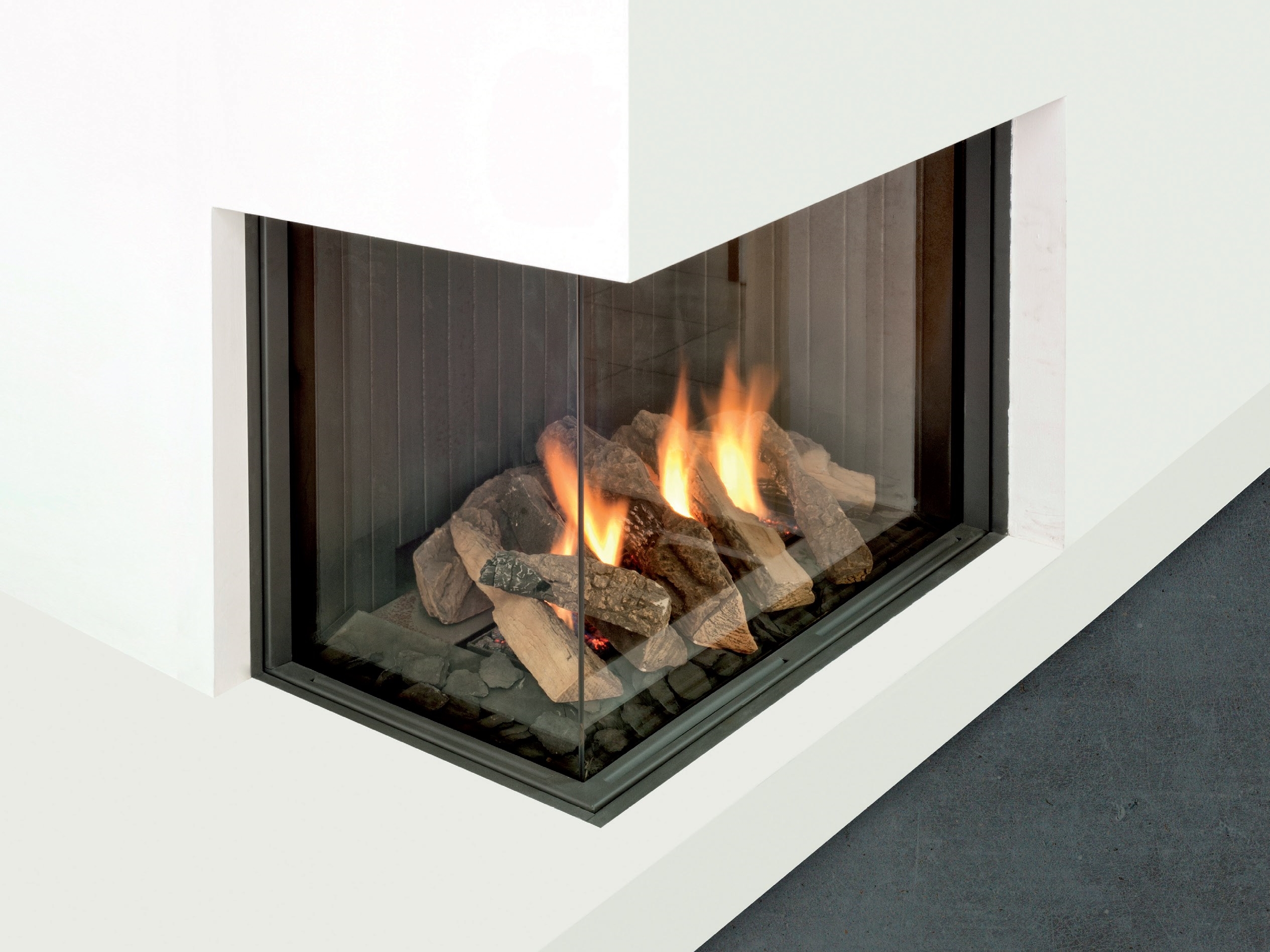 VISTA 75 Double-sided gas built-in fireplace By BRITISH FIRES