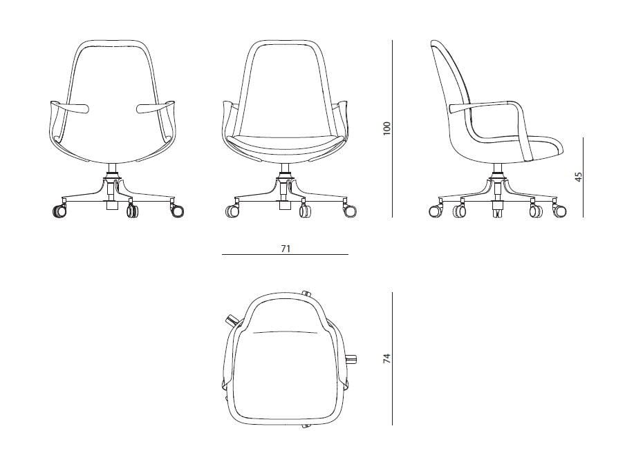 VOLVER Office chair with castors with armrests By Visionnaire | design ...
