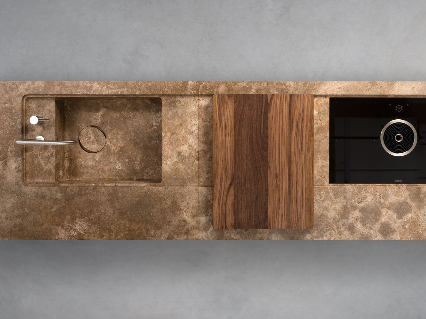 OCO NOCE Custom stone kitchen island By Vaselli