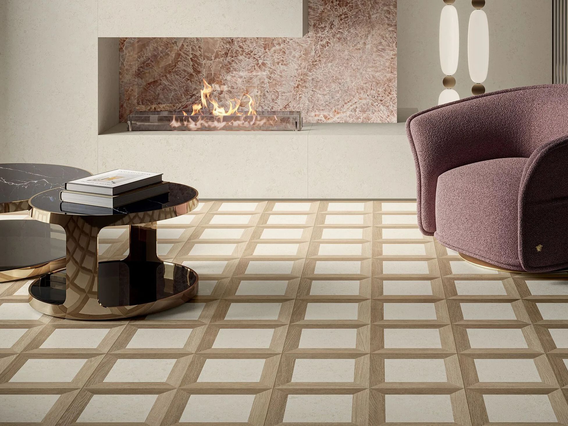 V STONE FRAME WHITE Pavimento By Versace Ceramics