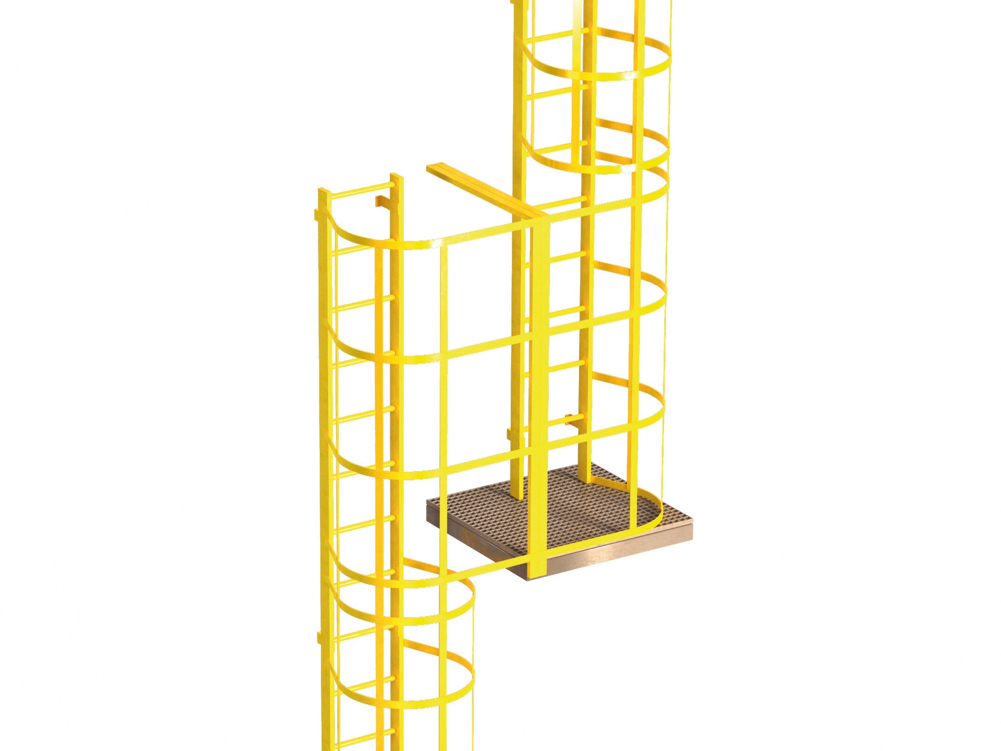 Vertical ladders with safety cage Glass fiber-reinforced plastic (GFRP ...