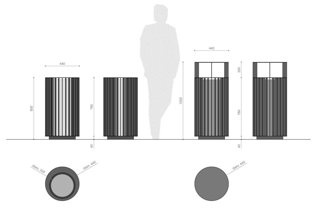 TOWER Litter bin By Viscio Urban Design