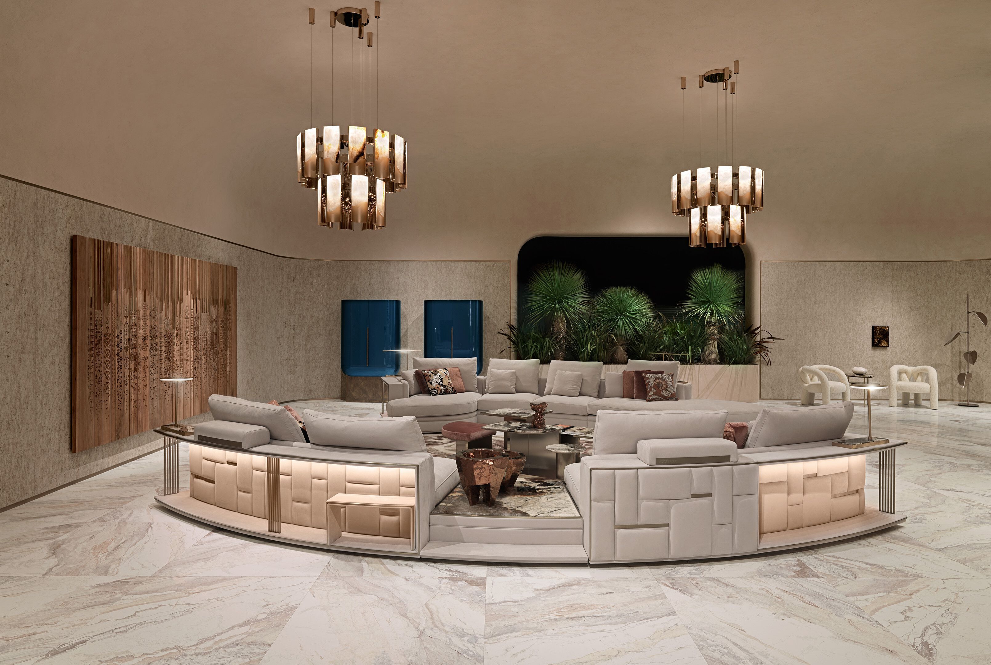 BABYLON RACK CIRCLE Curved modular leather sofa By Visionnaire | design Alessandro La Spada