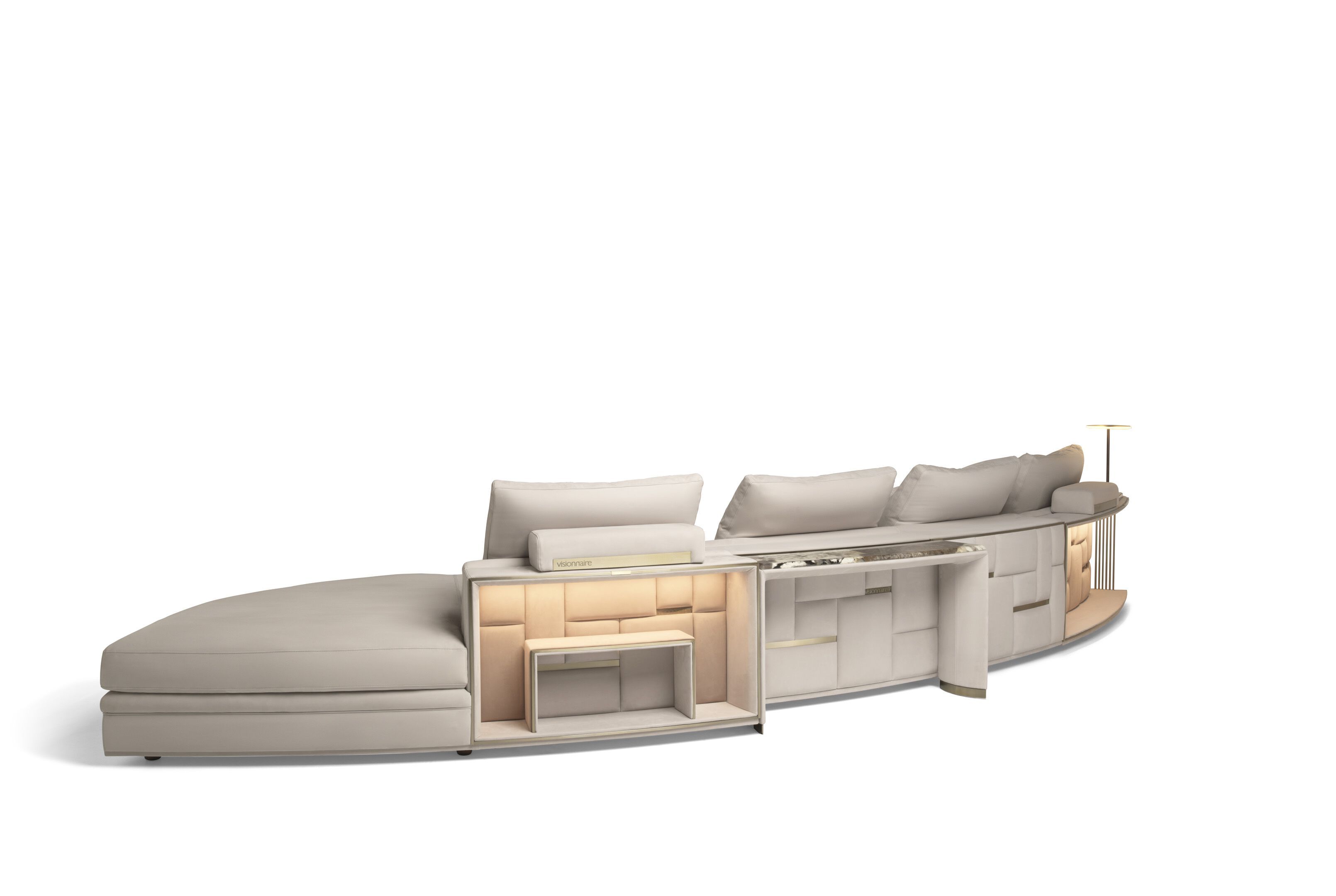 BABYLON RACK CIRCLE Curved modular leather sofa By Visionnaire | design Alessandro La Spada