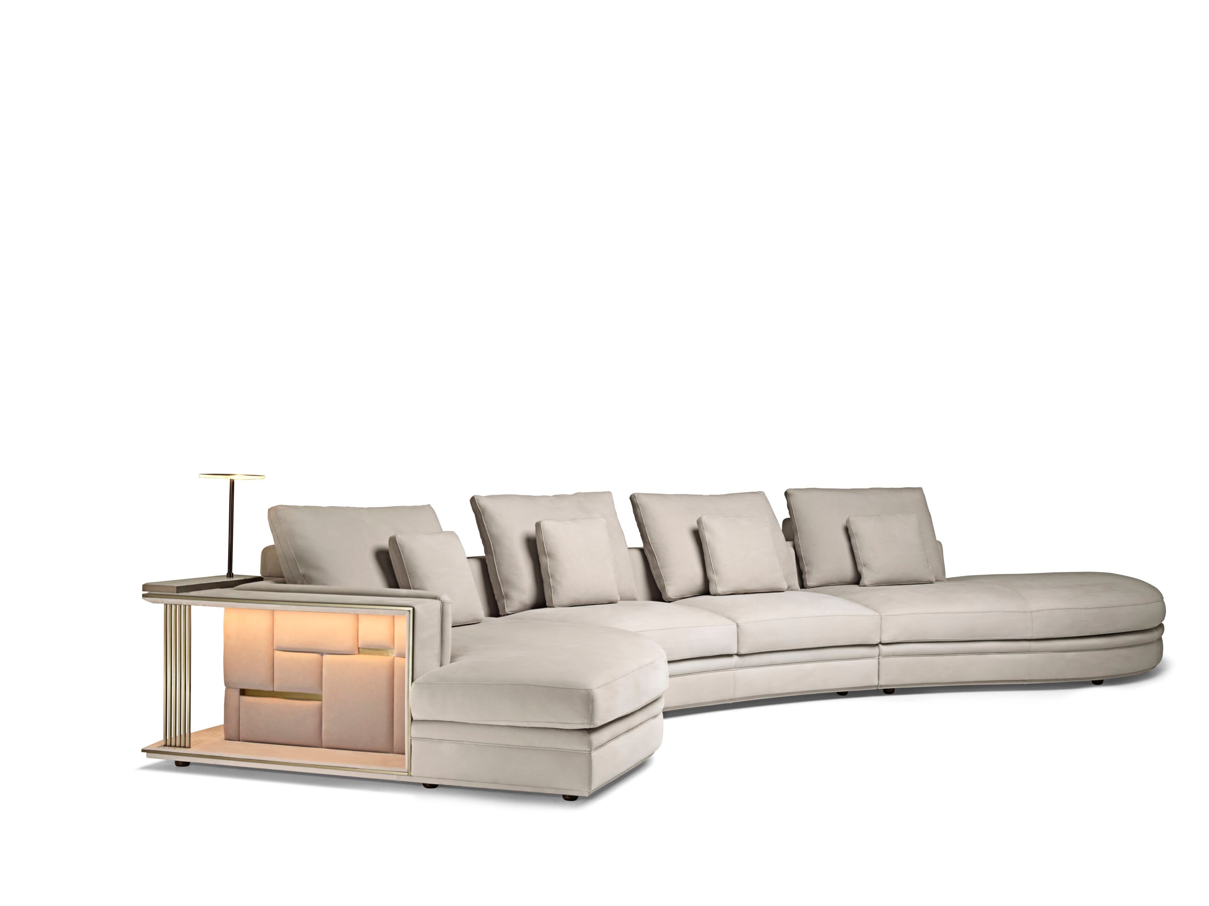 BABYLON RACK CIRCLE Curved modular leather sofa By Visionnaire | design Alessandro La Spada