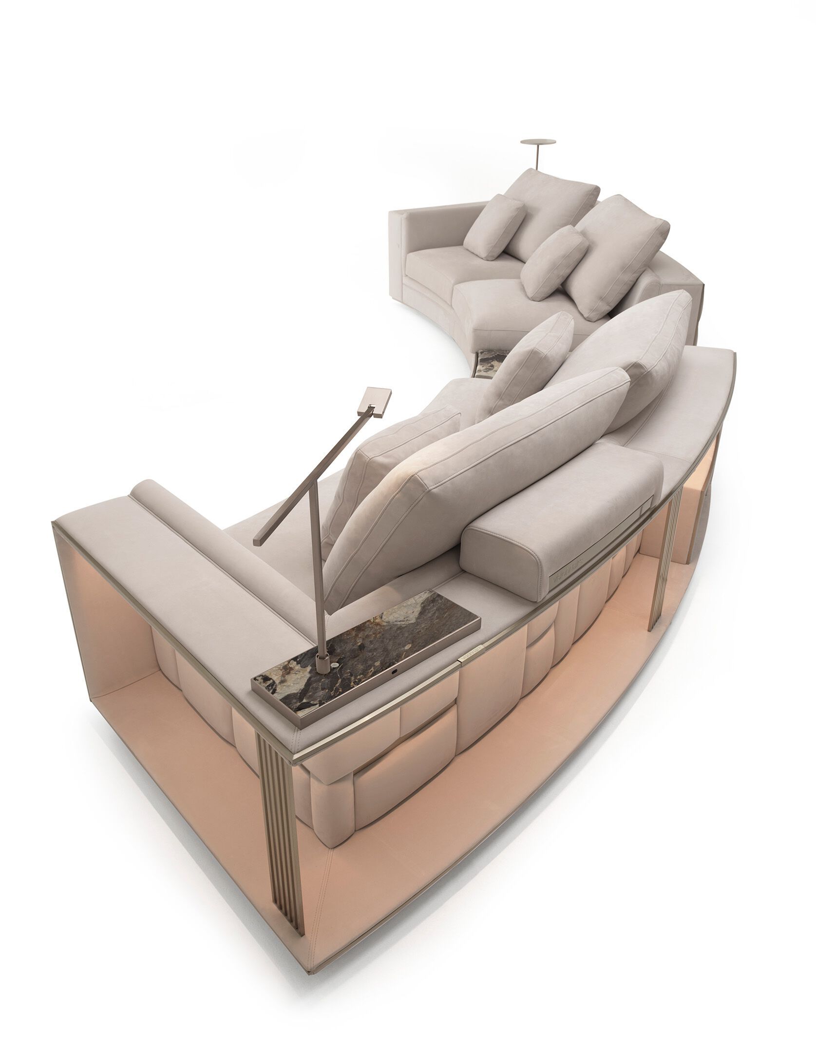 BABYLON RACK CIRCLE Curved modular leather sofa By Visionnaire | design Alessandro La Spada