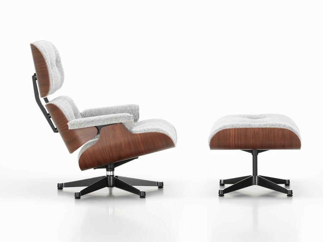 EAMES LOUNGE CHAIR & OTTOMAN NUBIA Swivel fabric armchair with ...