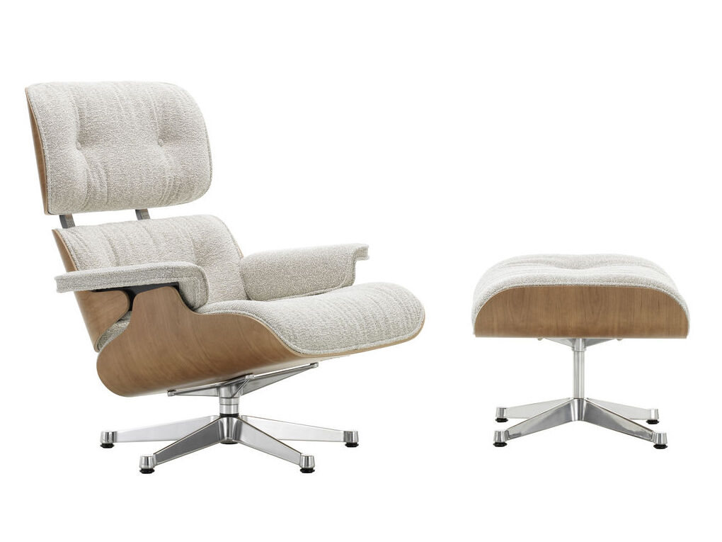 EAMES LOUNGE CHAIR & OTTOMAN NUBIA Swivel fabric armchair with ...