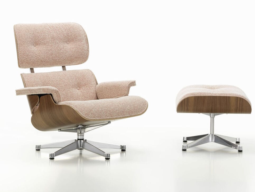 EAMES LOUNGE CHAIR & OTTOMAN NUBIA Swivel fabric armchair with ...