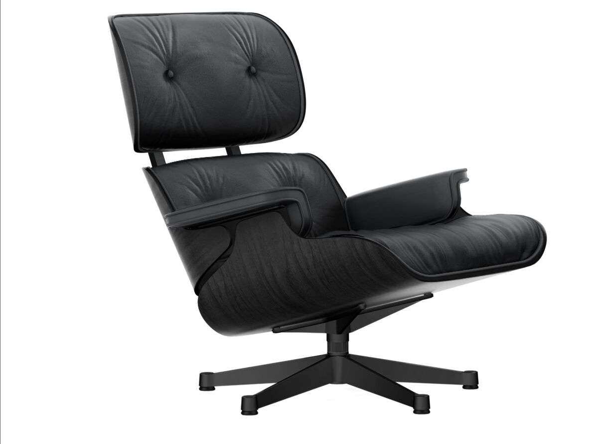 Poltrona girevole in pelle con braccioli EAMES LOUNGE CHAIR BLACK ...