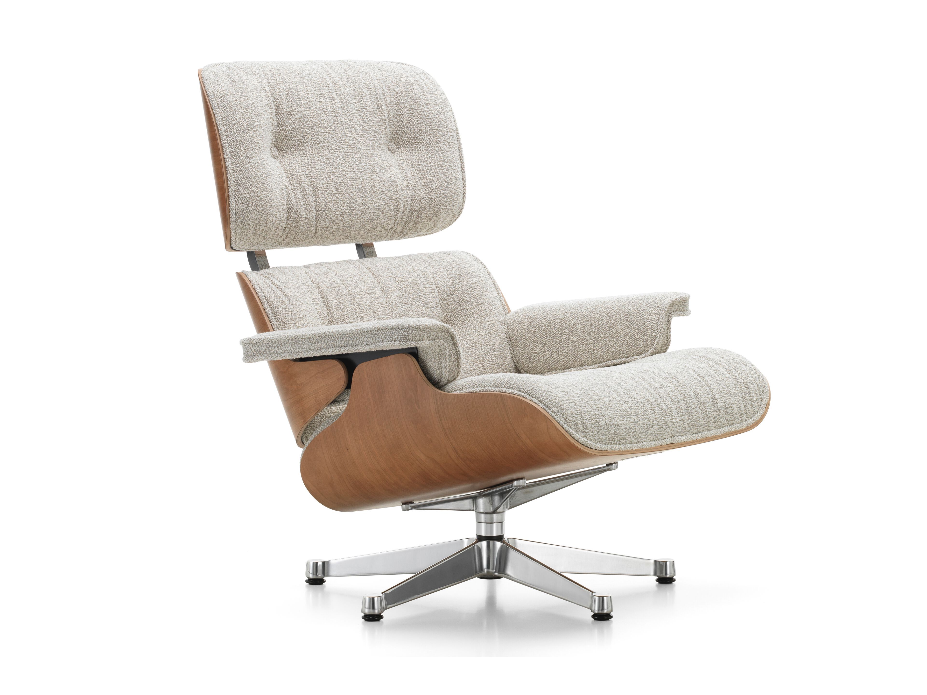 EAMES LOUNGE CHAIR NUBIA Swivel fabric armchair with armrests By Vitra ...