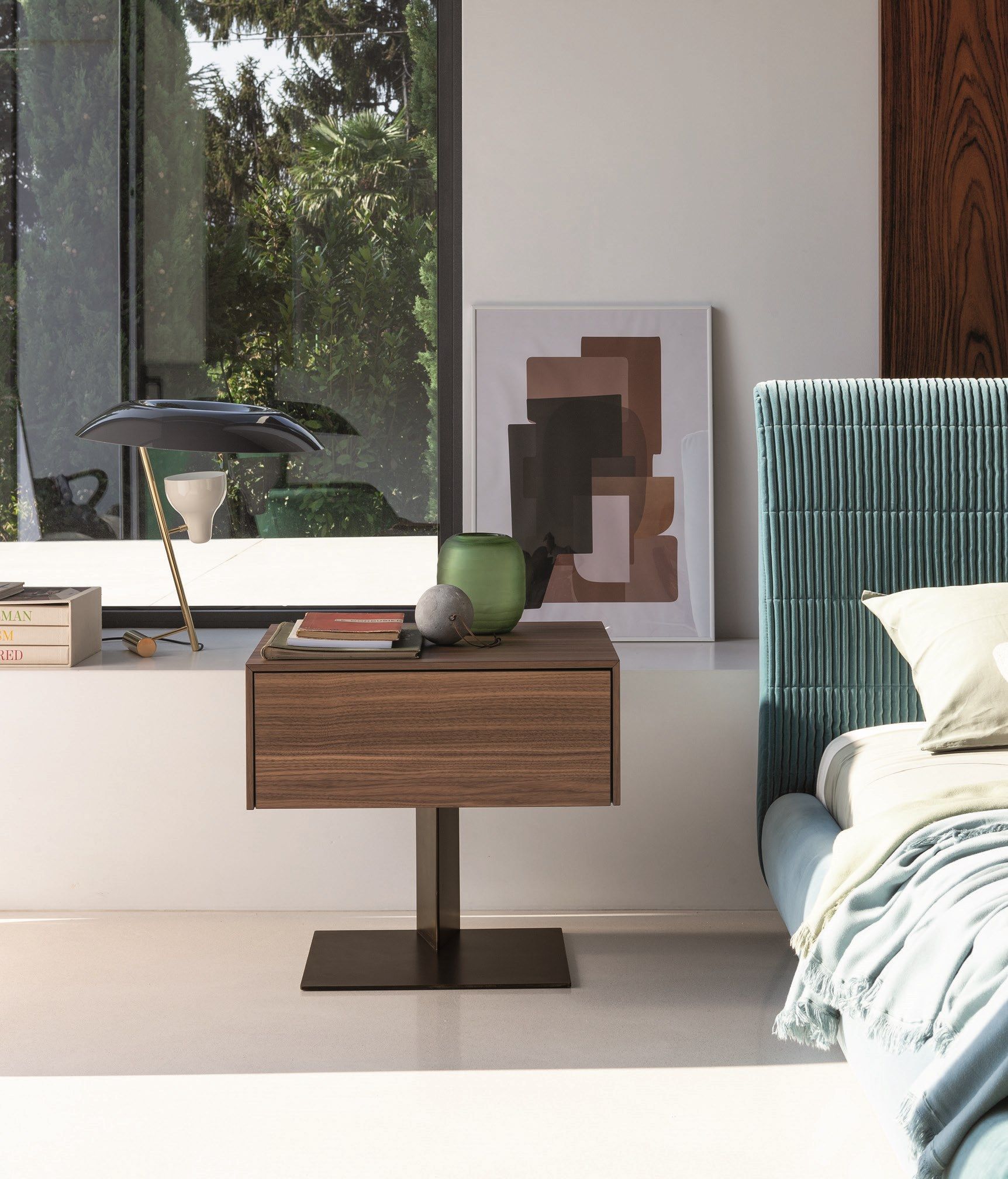WAI Walnut bedside table with drawers By Bonaldo | design Mario Mazzer