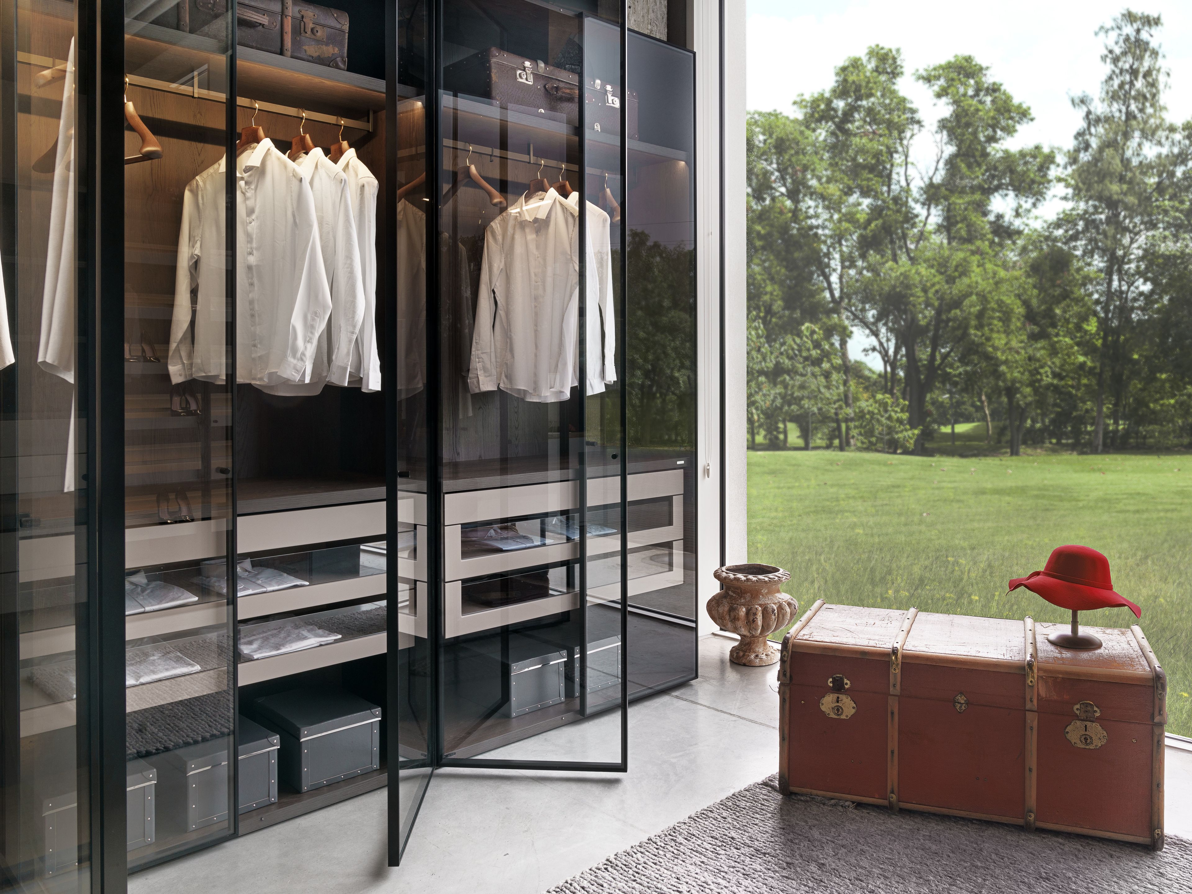 Custom walk-in wardrobe with integrated lighting WALK IN By Zajc