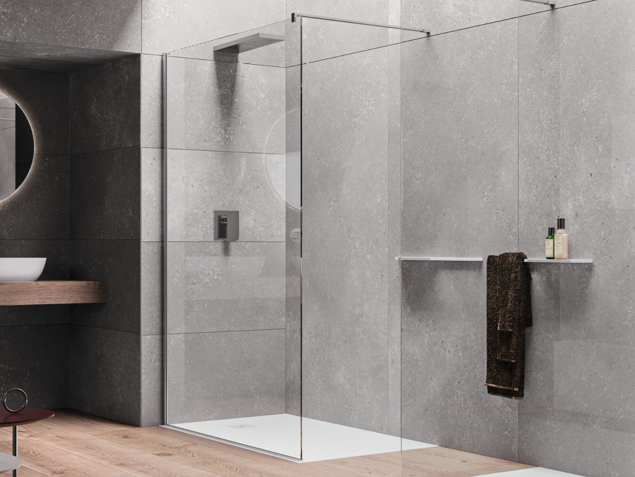 WALL A Doccia walk-in con piatto By RELAX | design Franco Bertoli