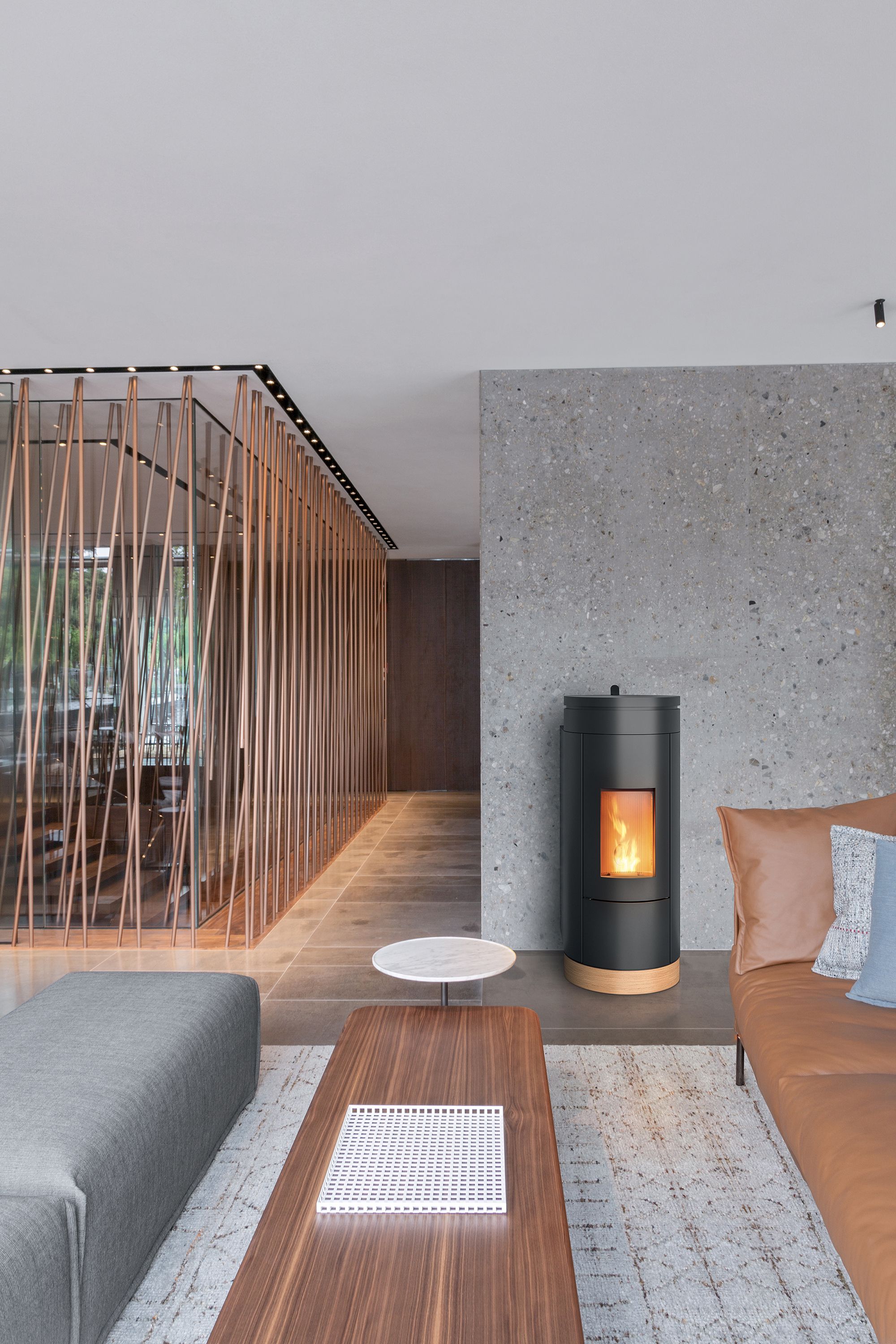 Pellet stove for air heating WALL By MCZ design Patricia Urquiola