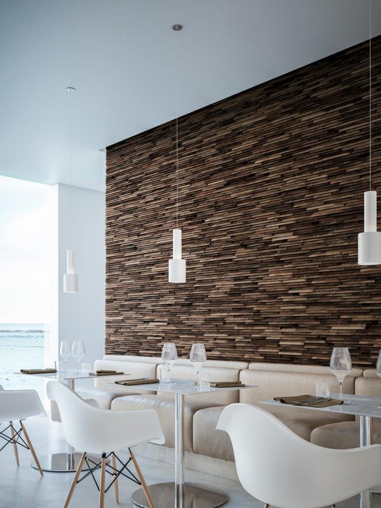 Reclaimed wood 3D Wall Cladding WALNUT EAVES By Bruno Parquet