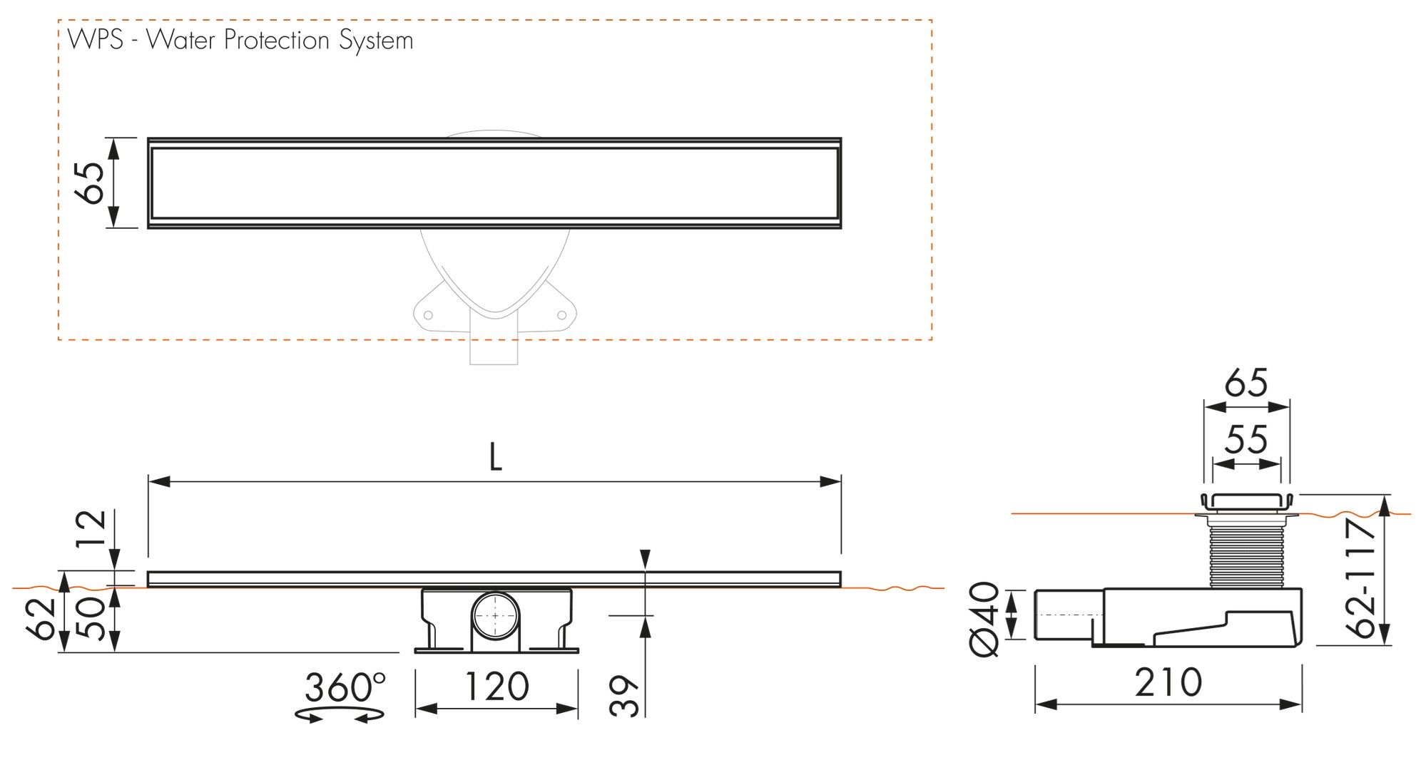 WATERSTOP MORSE Stainless steel shower channel By ESS Easy Drain