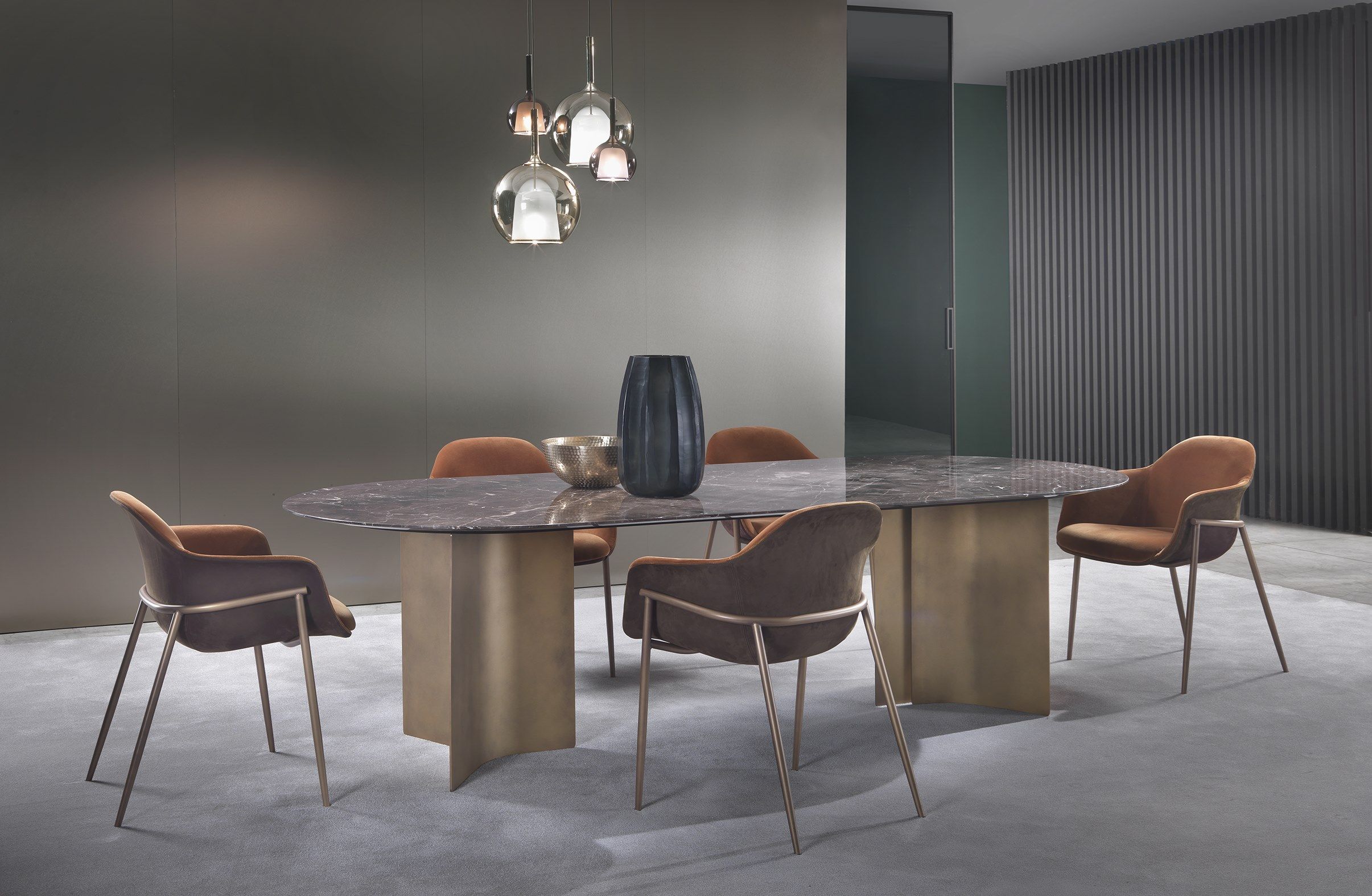 WAVE Oval marble table By Marelli | design Luca Erba