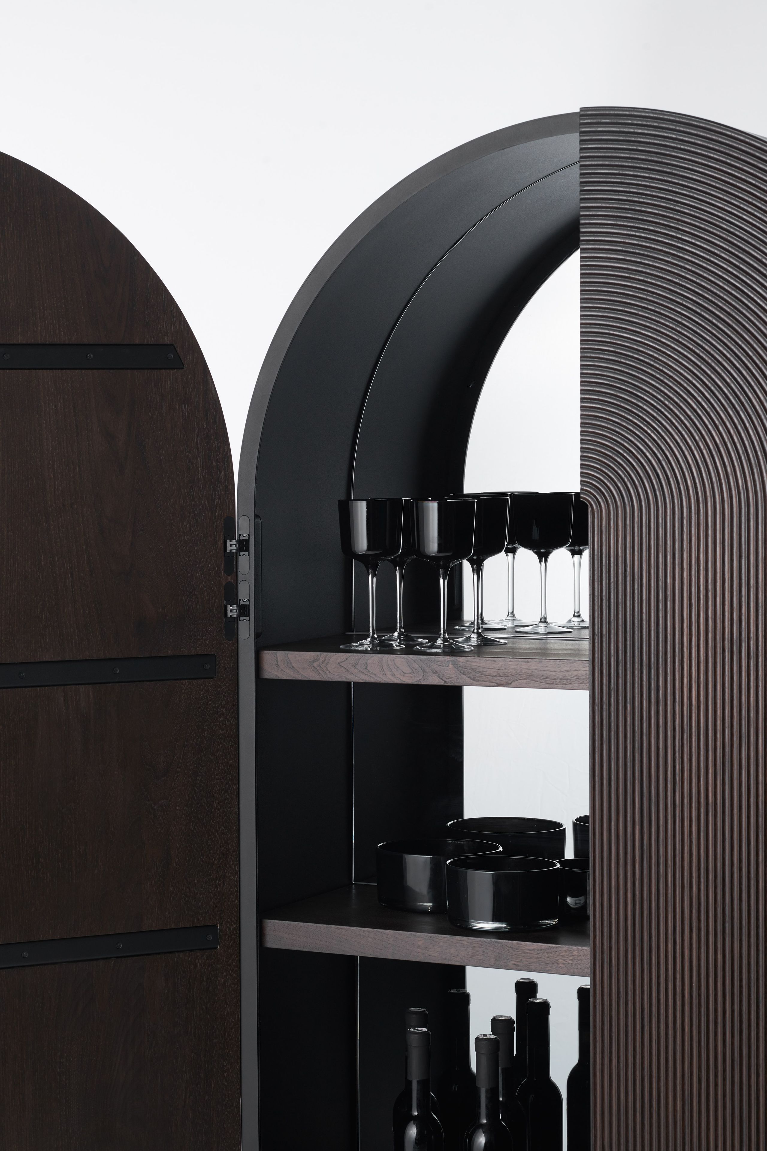 WAVES Solid wood bar cabinet with integrated lighting By Milla & Milli ...