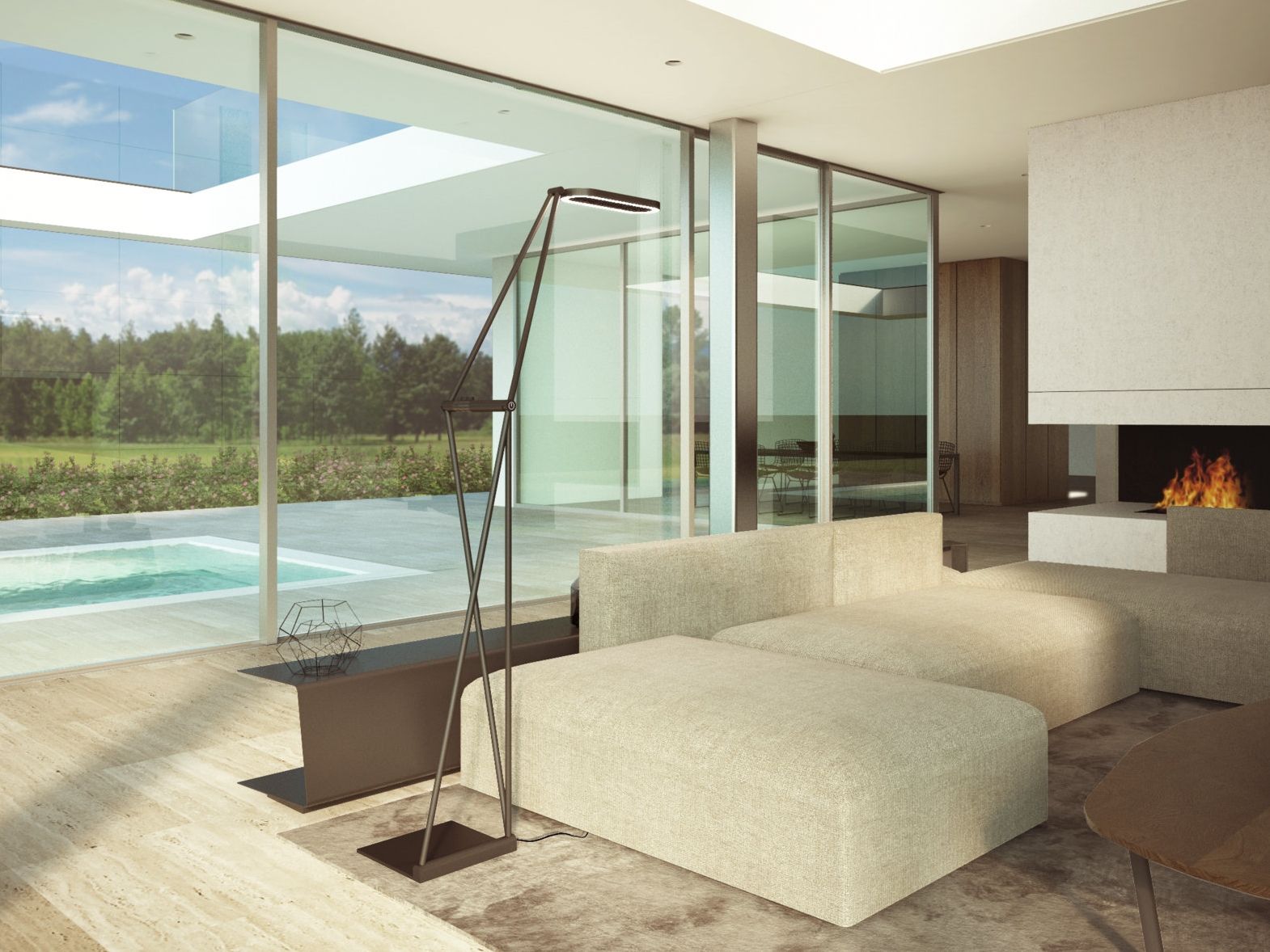 LED adjustable stainless steel floor lamp WAYD By Makris design K3m ...