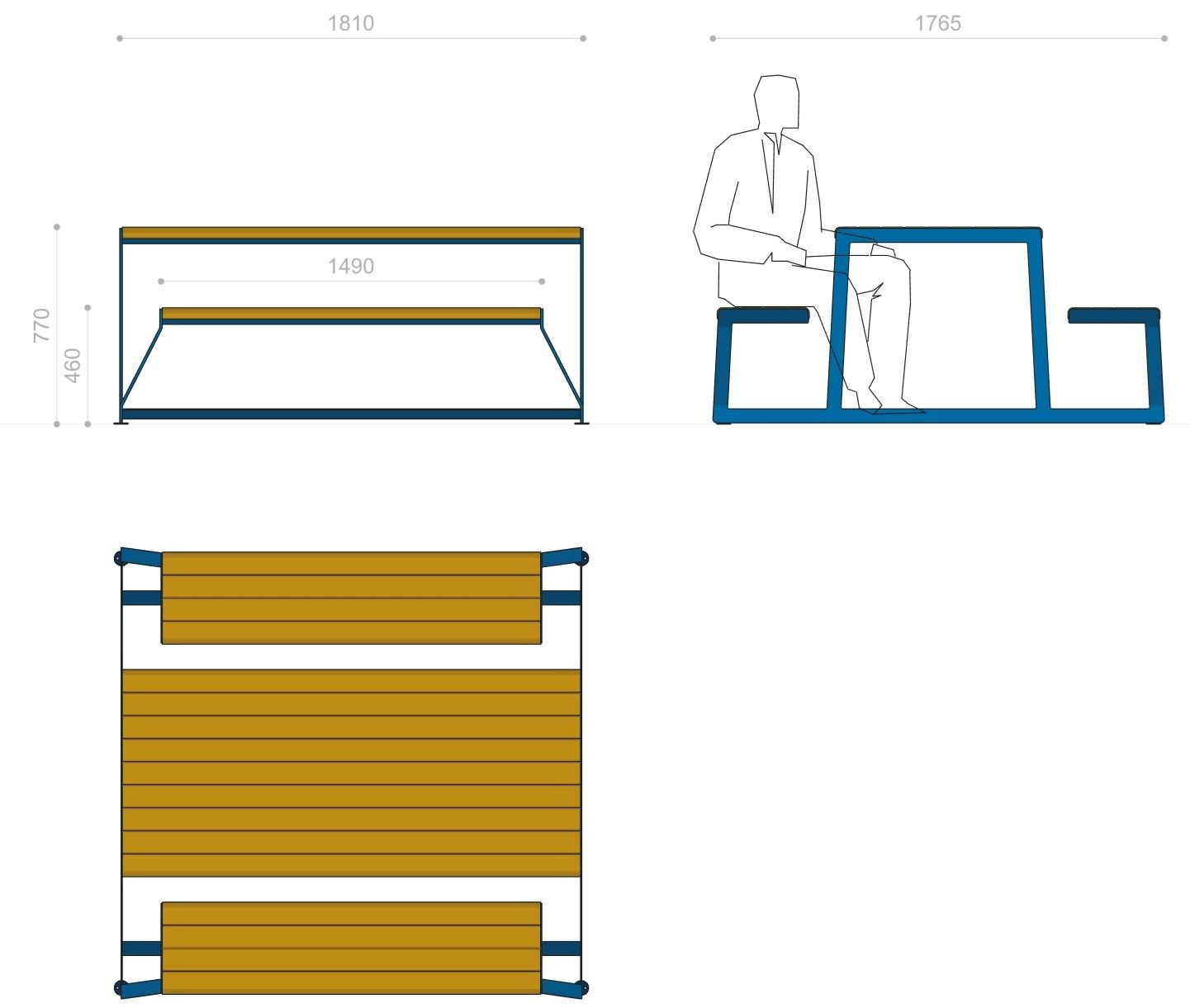 Rectangular picnic table with integrated benches WEEKEND By DIMCAR ...