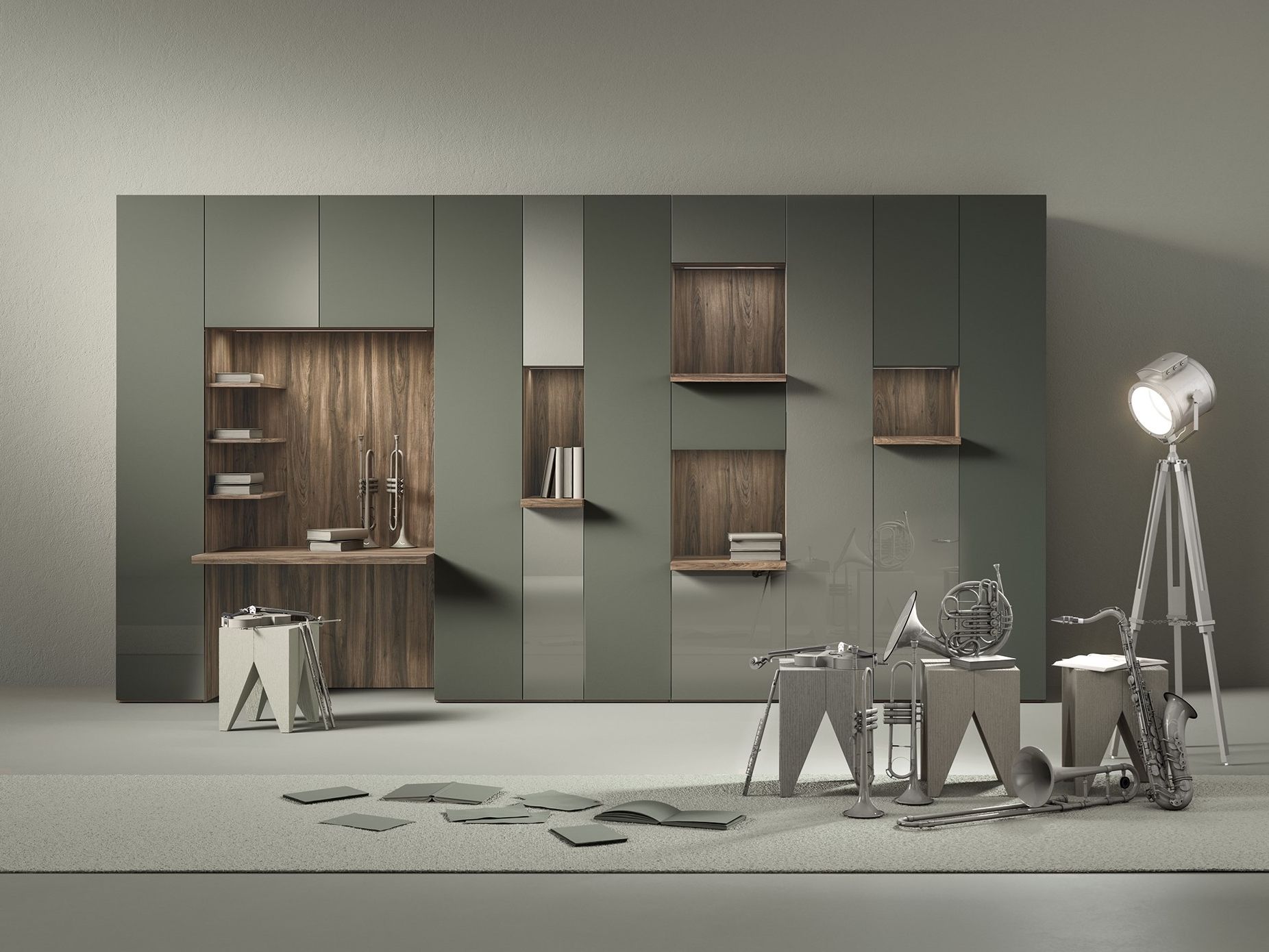 Melamine-faced chipboard wardrobe WINDOW By TUMIDEI