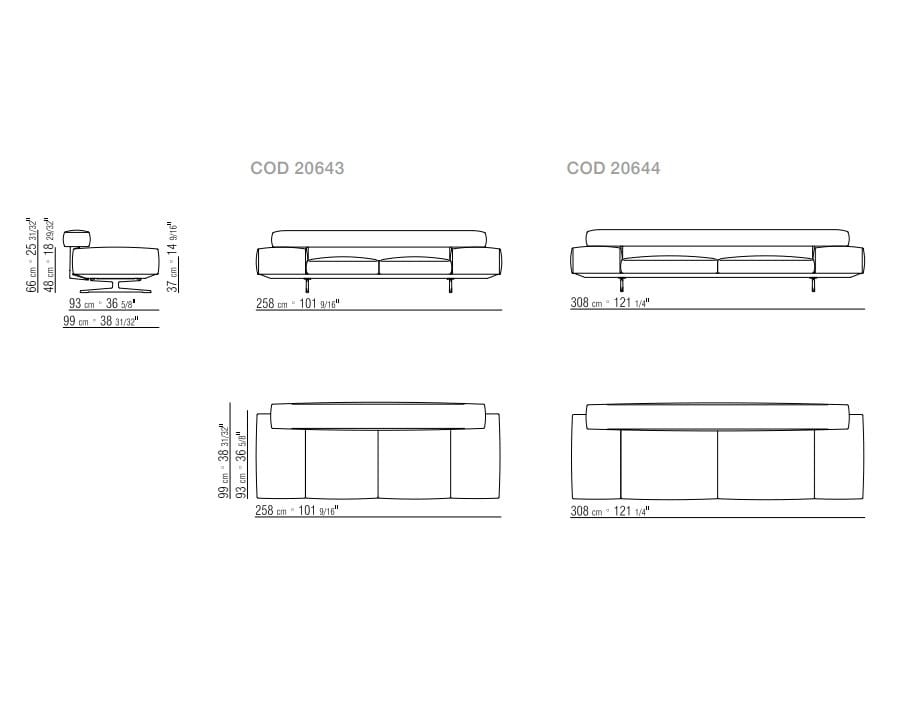 WING Sofá 2 lugares com estojo removível de tecido By Flexform | design Antonio Citterio