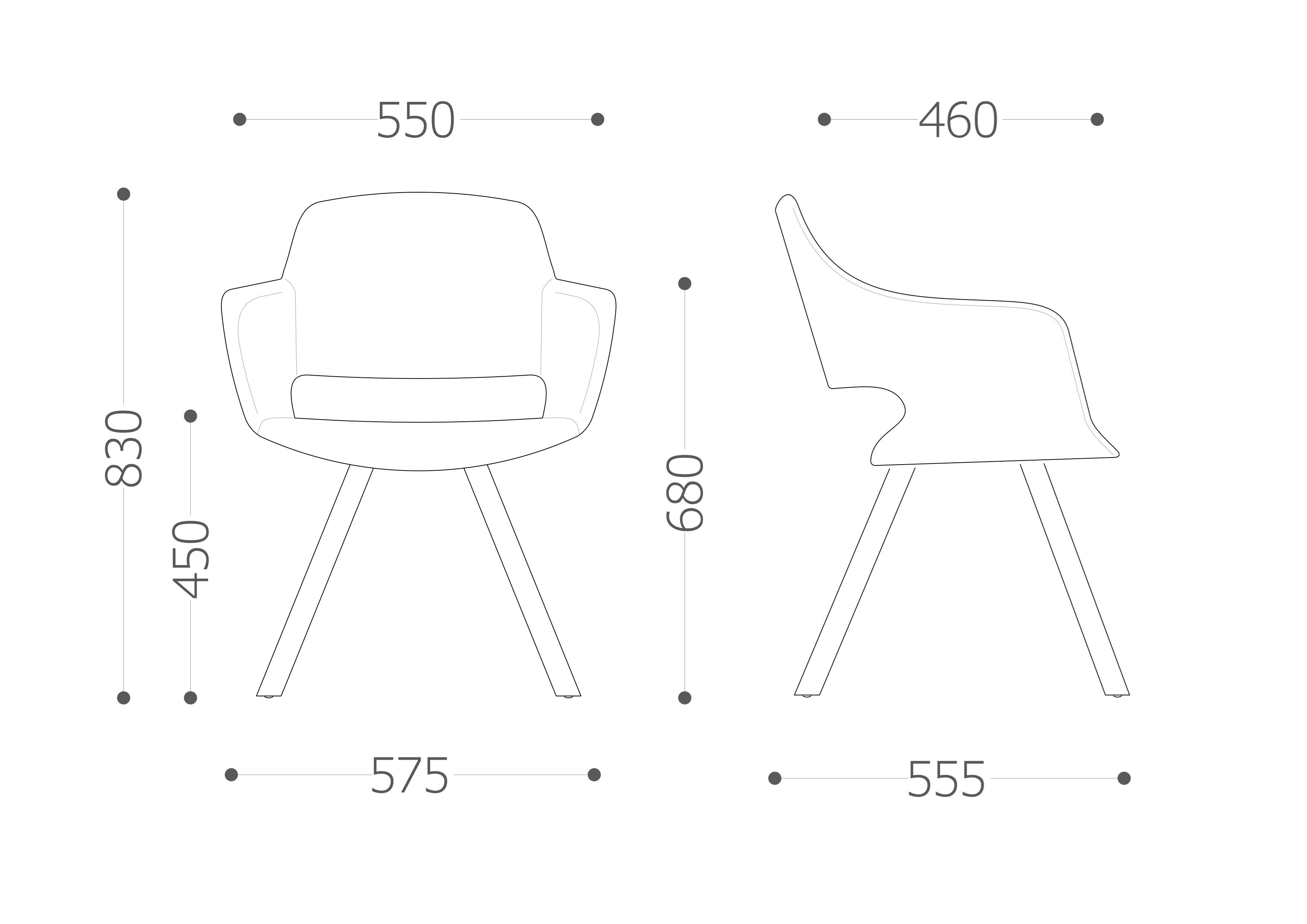 WIZARD Upholstered chair with armrests and steel base By VAGHI