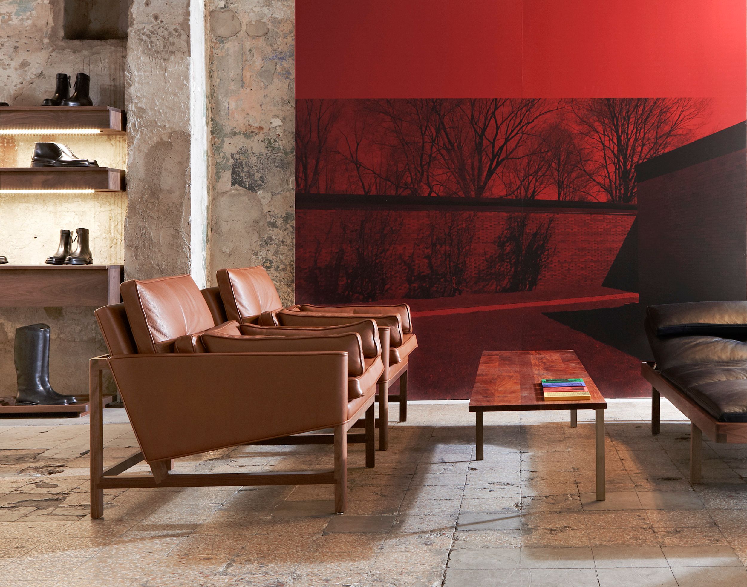 WOOD FRAME LOUNGE | Low Back Low back wood and upoholstered lounge ...