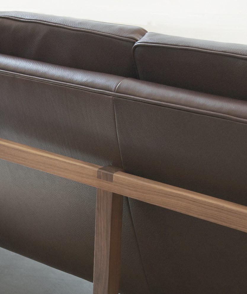 WOOD FRAME LOUNGE Low back wood and upoholstered sofa By BassamFellows ...