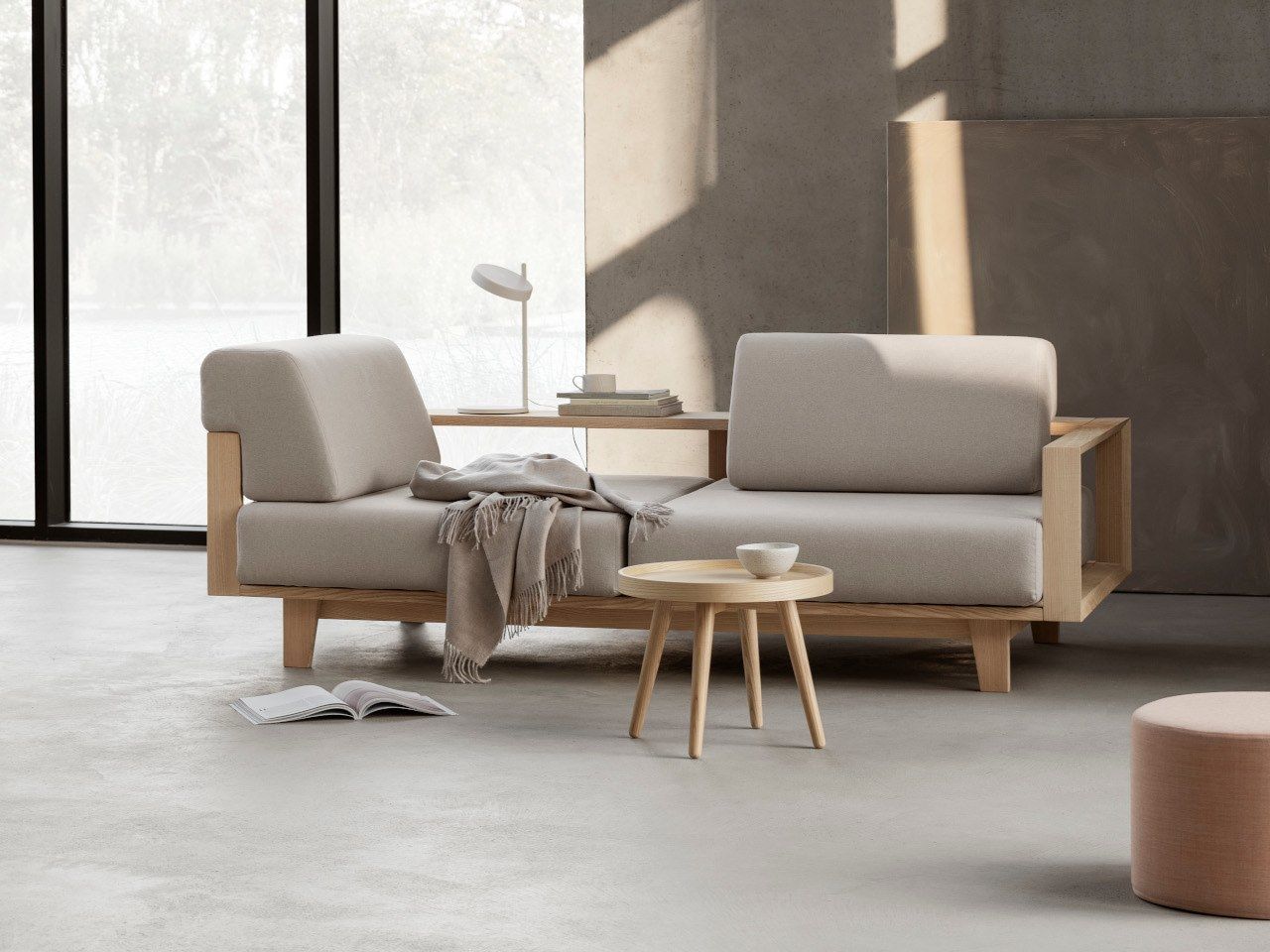 WOOD 2 seater fabric sofa By SOFTLINE | design Jakob Schenk