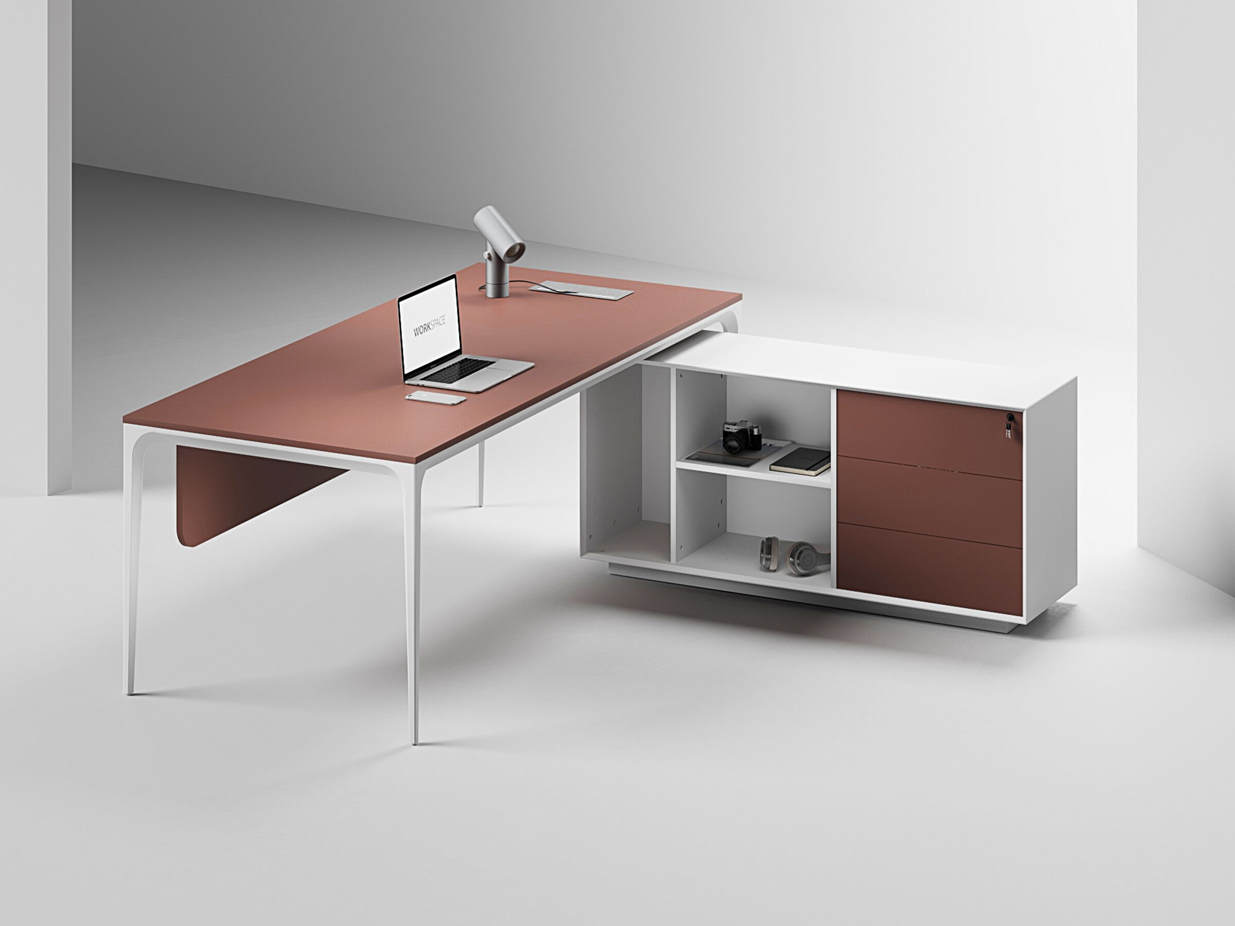 ARC PRO NOVA L-shaped height-adjustable wooden office desk By WORKSPACE