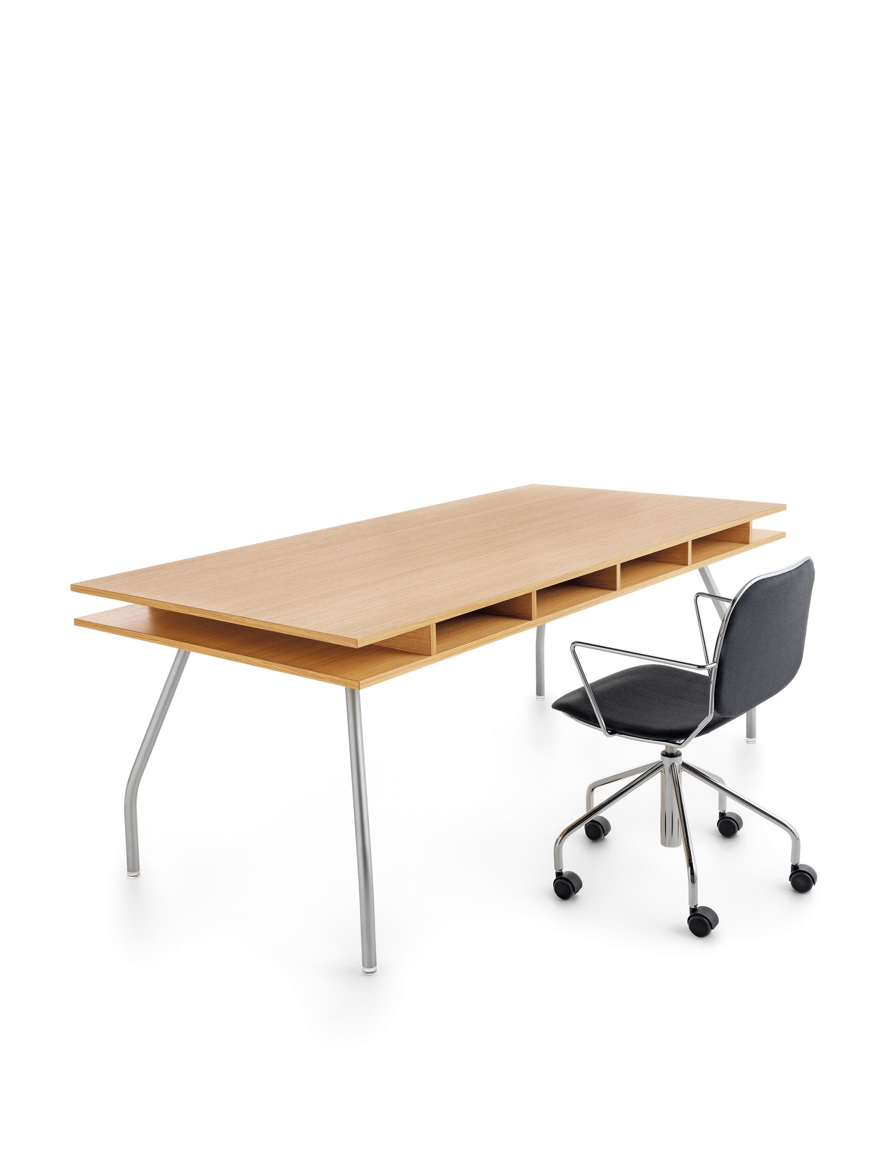 Lacquered wood veneer office desk with drawers WORKTOP By Crassevig ...