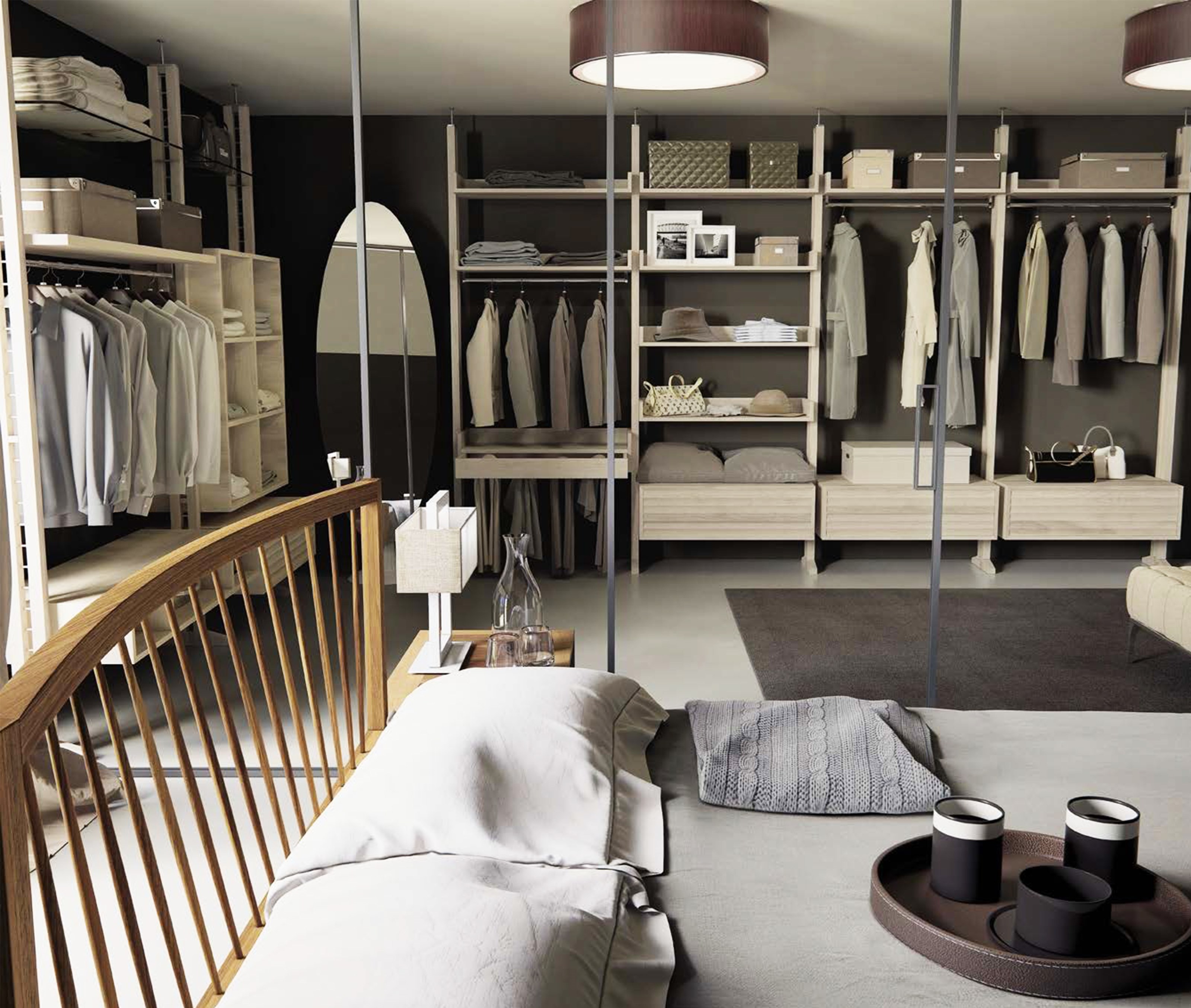 Walk-in wardrobe Sectional wooden walk-in wardrobe By Dale Italia