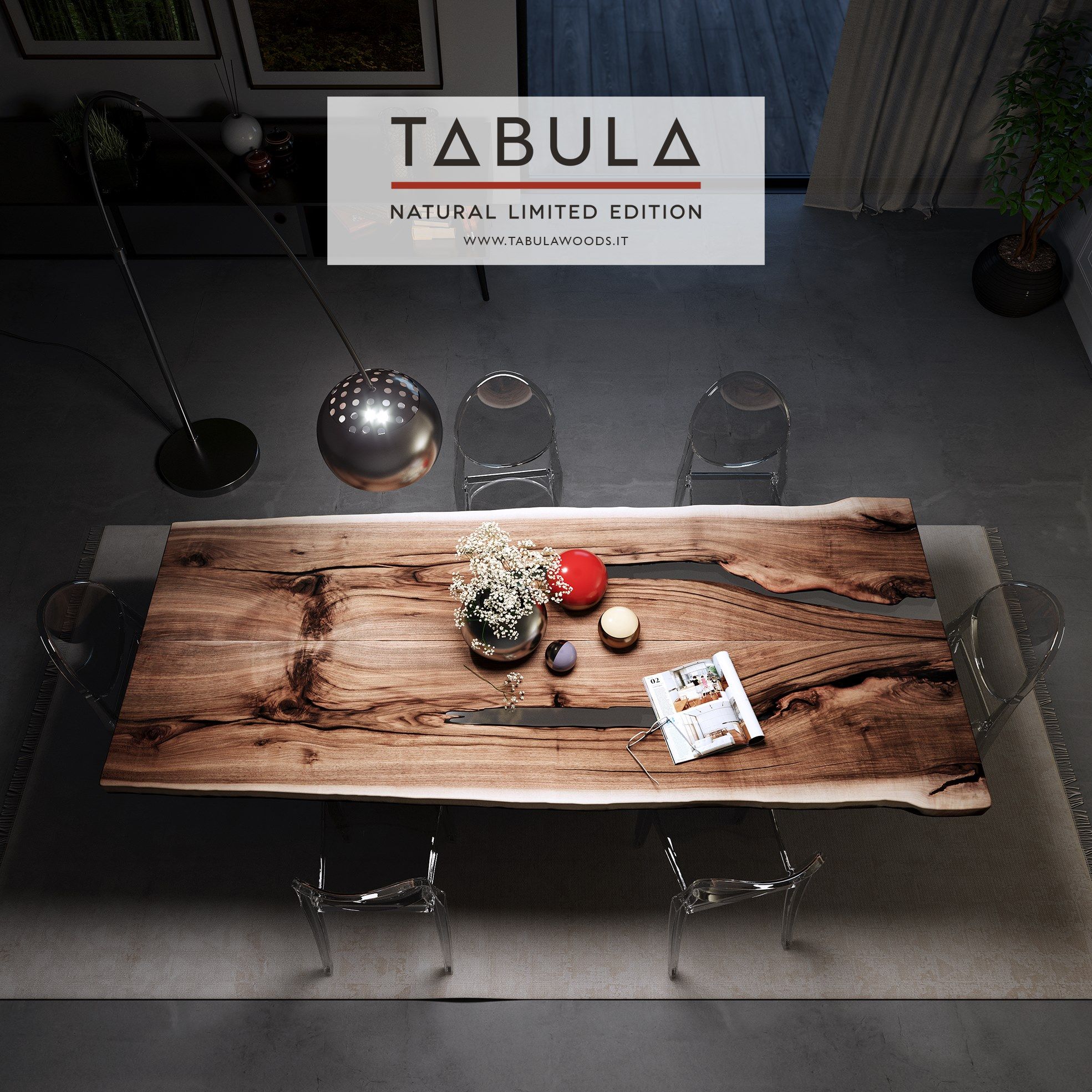 European Walnut Wood Table Plurima Collection By Tabula
