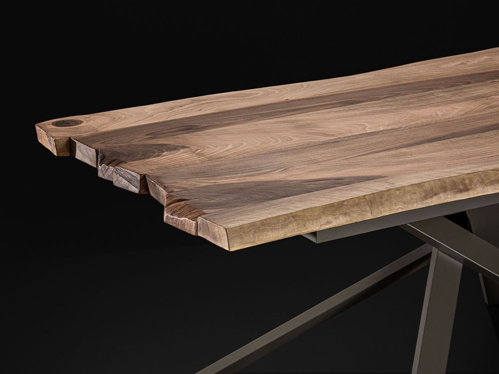 Assembled table in walnut wood Table By Bruno Spreafico